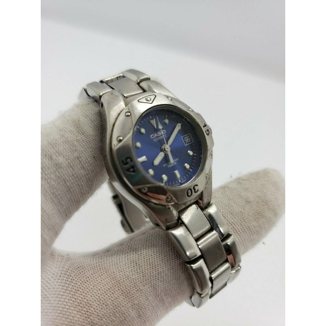 Vintage Women's Casio Blue Dial Watch 27mm.... - Depop