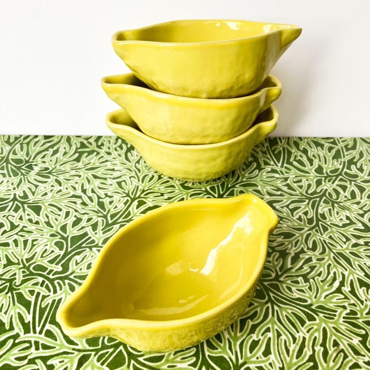 FOUR VINTAGE FRENCH CERAMIC LEMON DISHES... - Depop