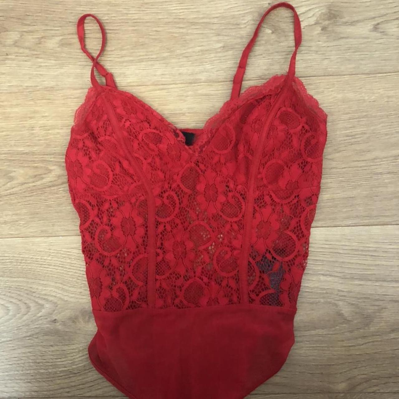 New look red lace bodysuit - Depop