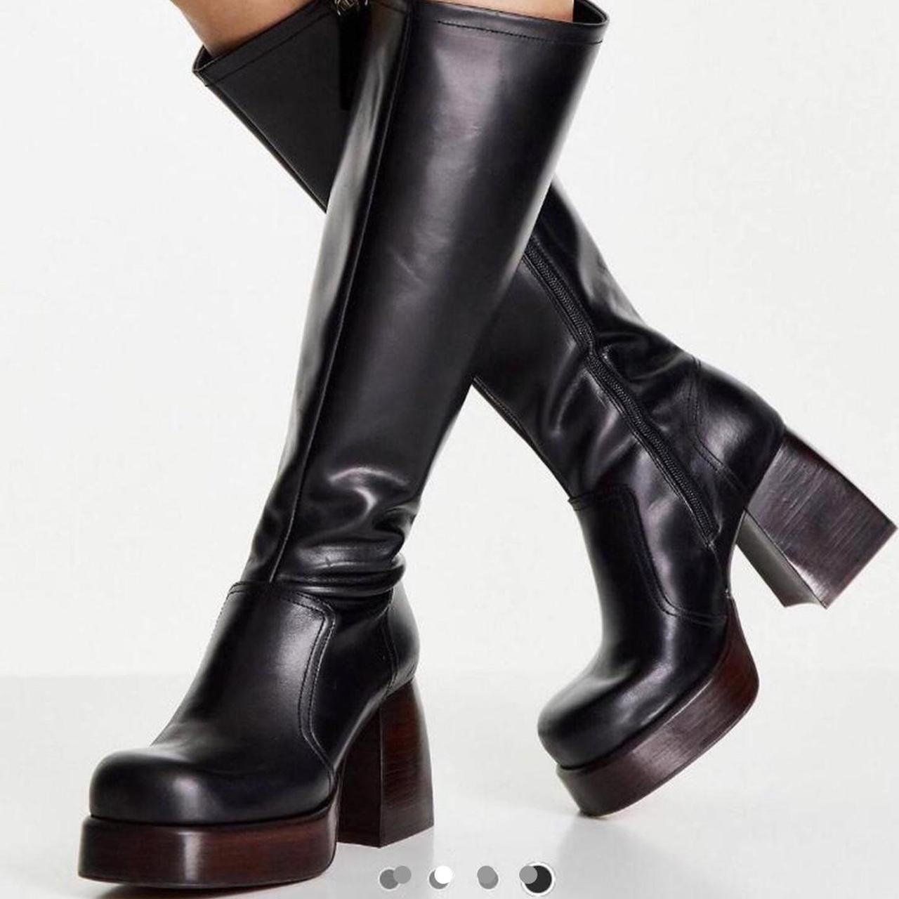 Super cute asos vintage style black platform boots.... - Depop