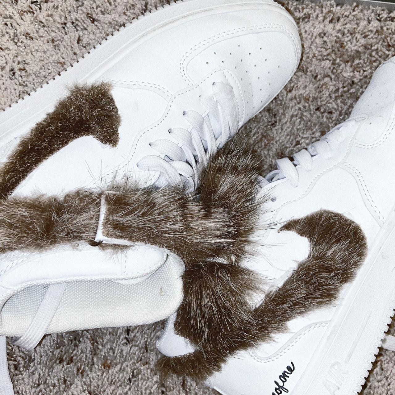 CUSTOM FUR HAND MADE NIKE AIR FORCE OR JODAN 1’s... - Depop