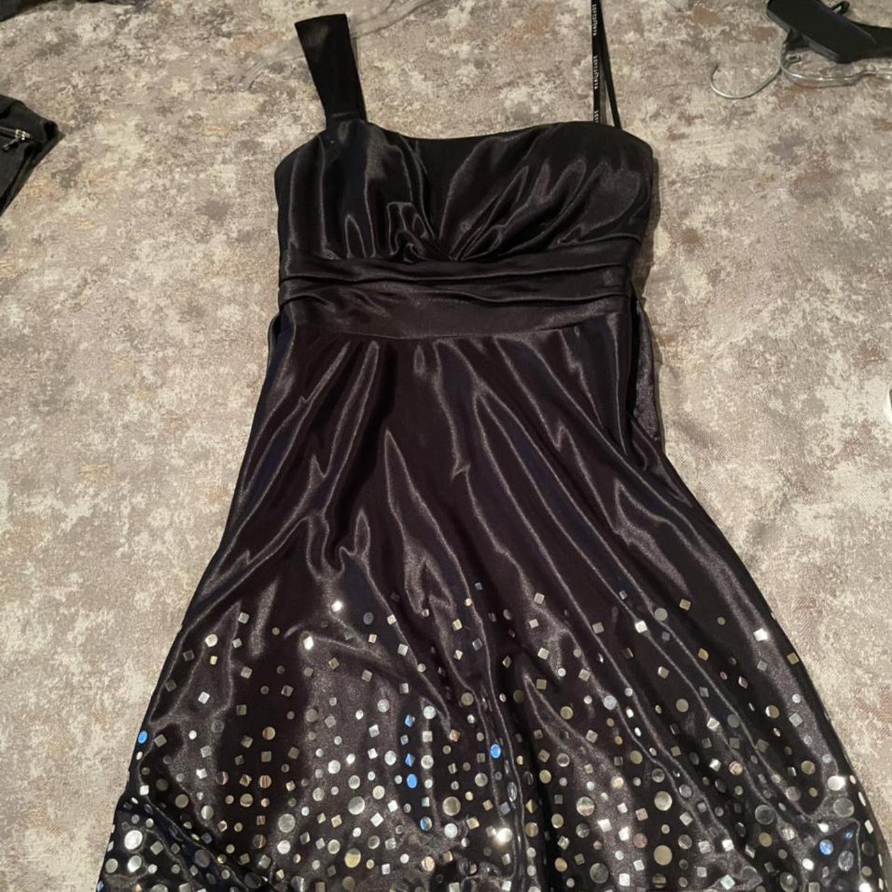 Cute Black Shiny Dress With One Strap Sparkles On Depop