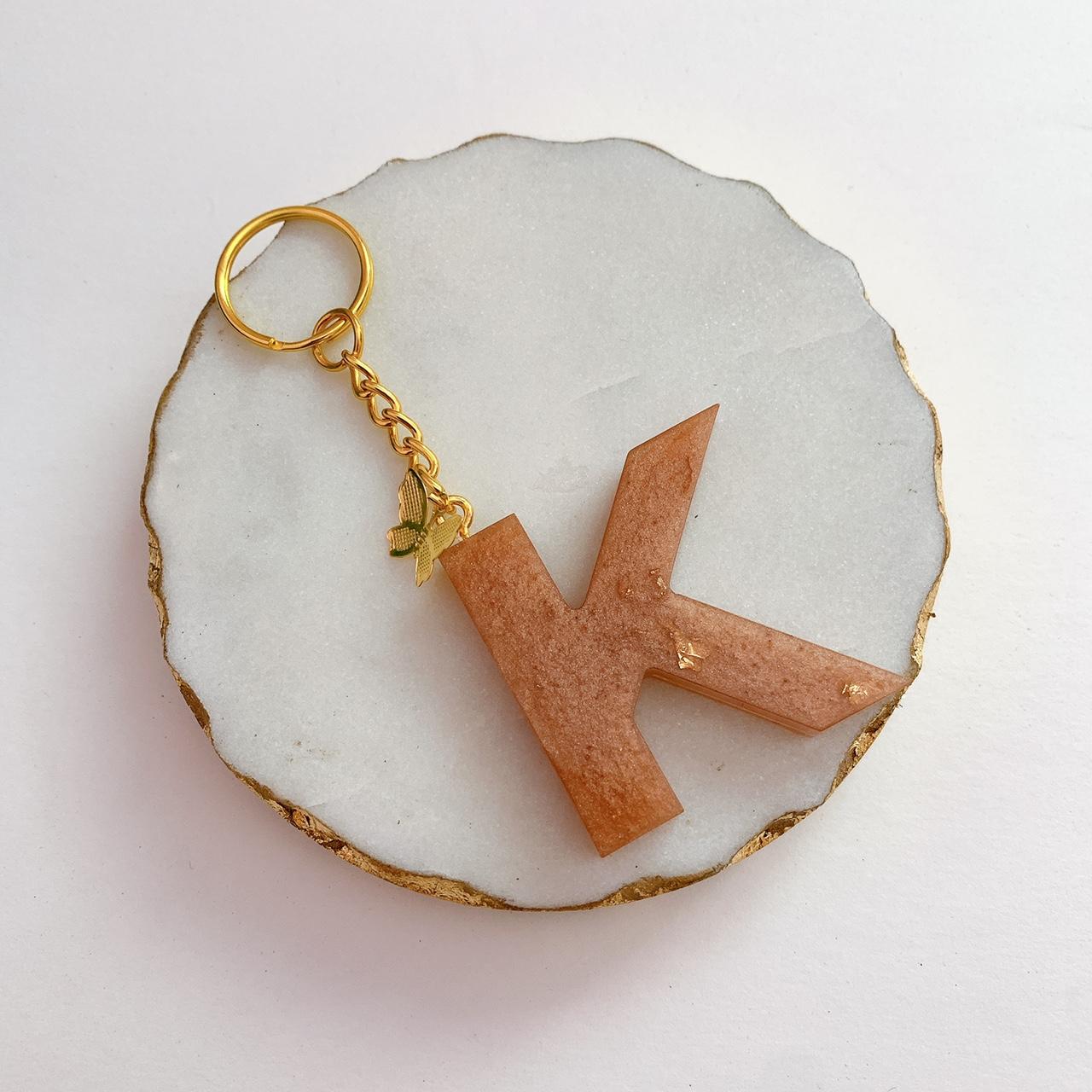 Custom Letter “K” Butterfly Key Chain - Peach... - Depop