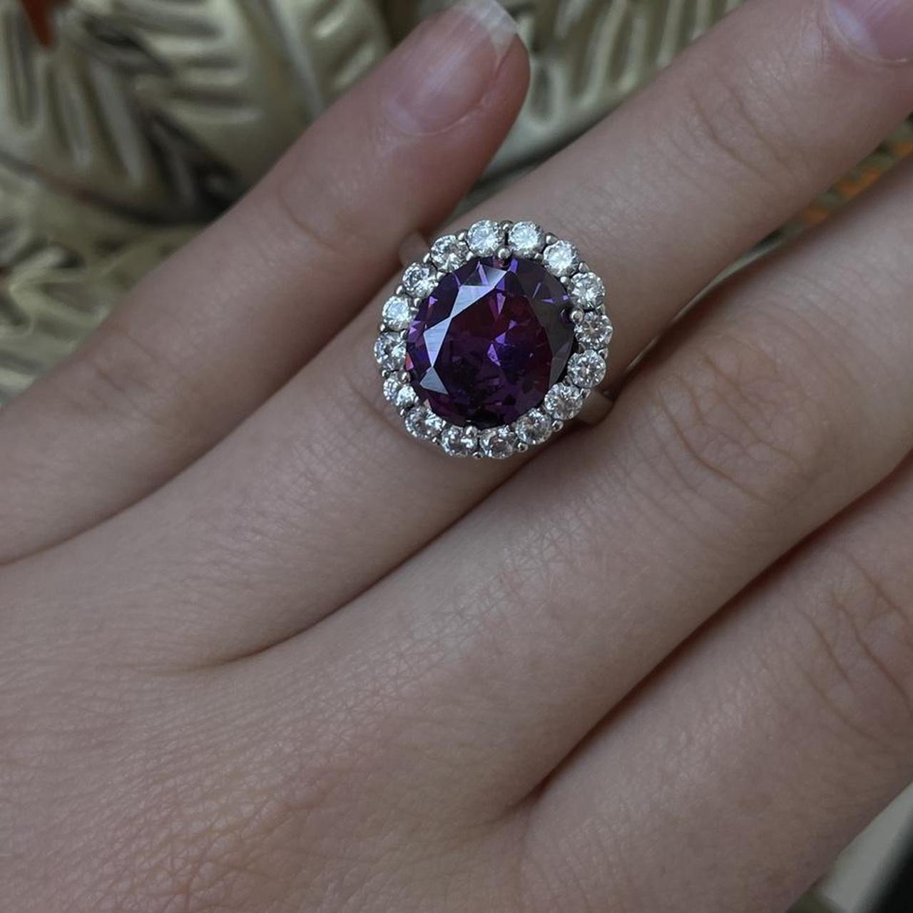 Amethyst Cubic Zirconia Sterling Silver Ring 🎶if Depop