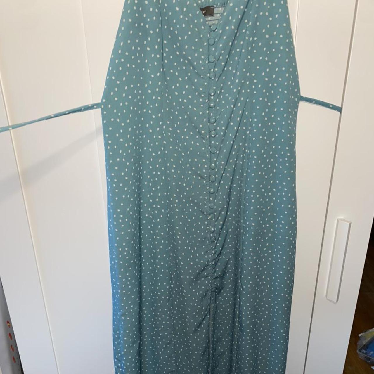 Light blue polka dot maxi dress from Primark. Worn... - Depop