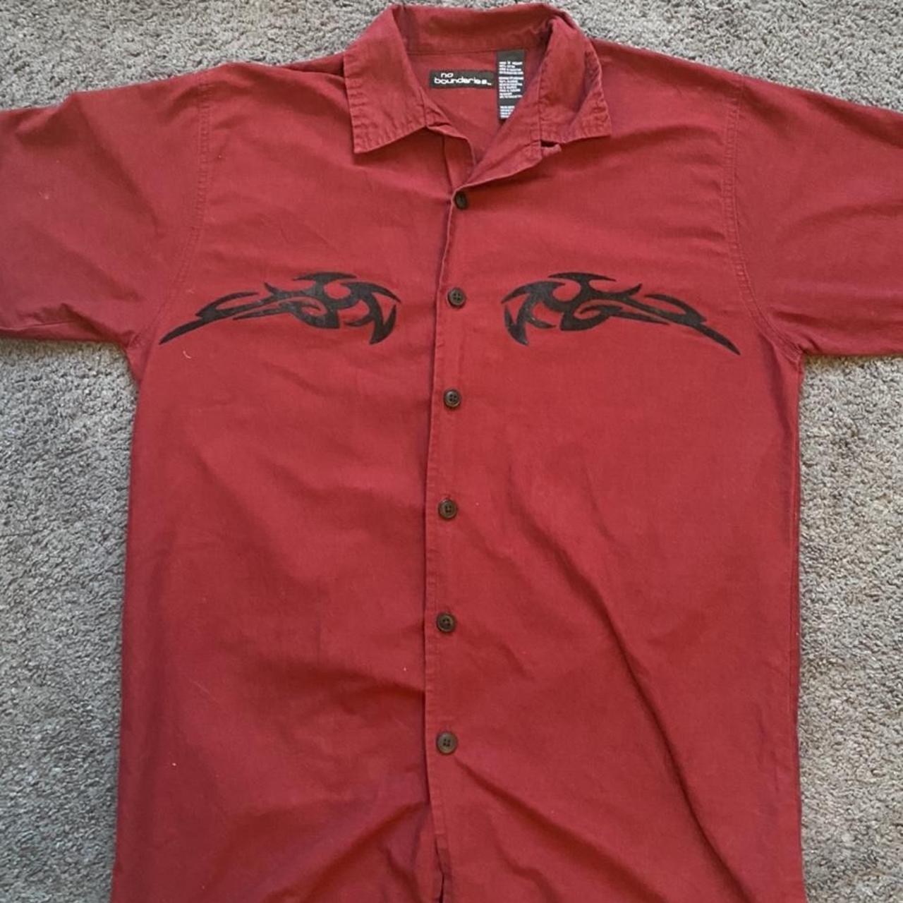 no boundaries red button down size medium - Depop