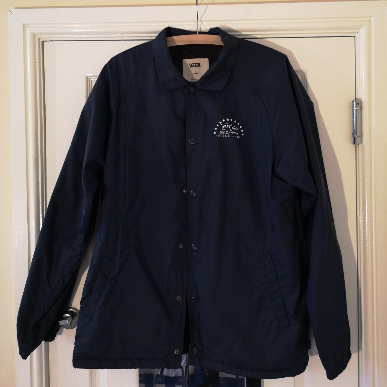 Vans Navy Jacket/coat with nice inner fleecy... - Depop