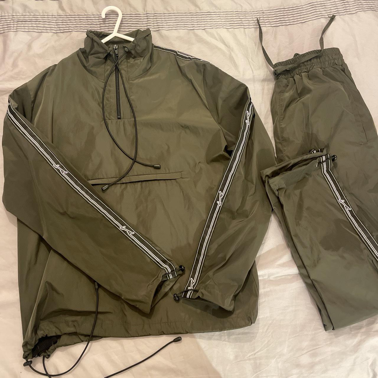Prevu khaki nylon shimmer tracksuit. Unreal set,... - Depop