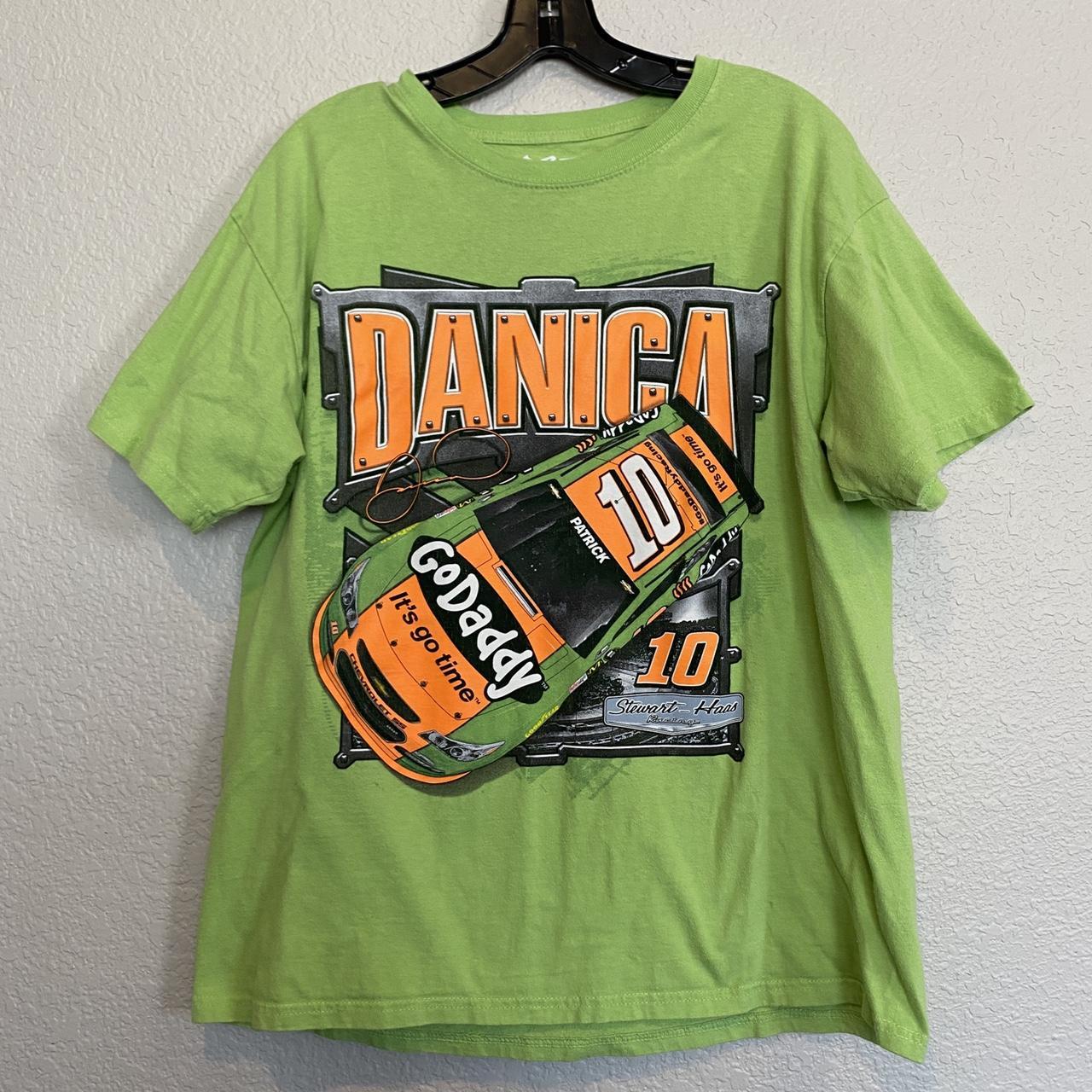 vintage y2k nascar race car green graphic tee... | Depop