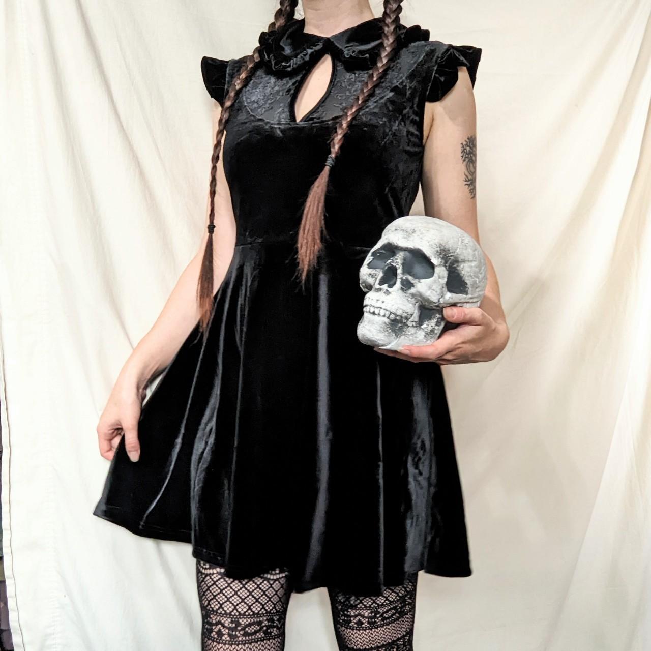 Beautiful black velvet Amaymon collar dress by... - Depop