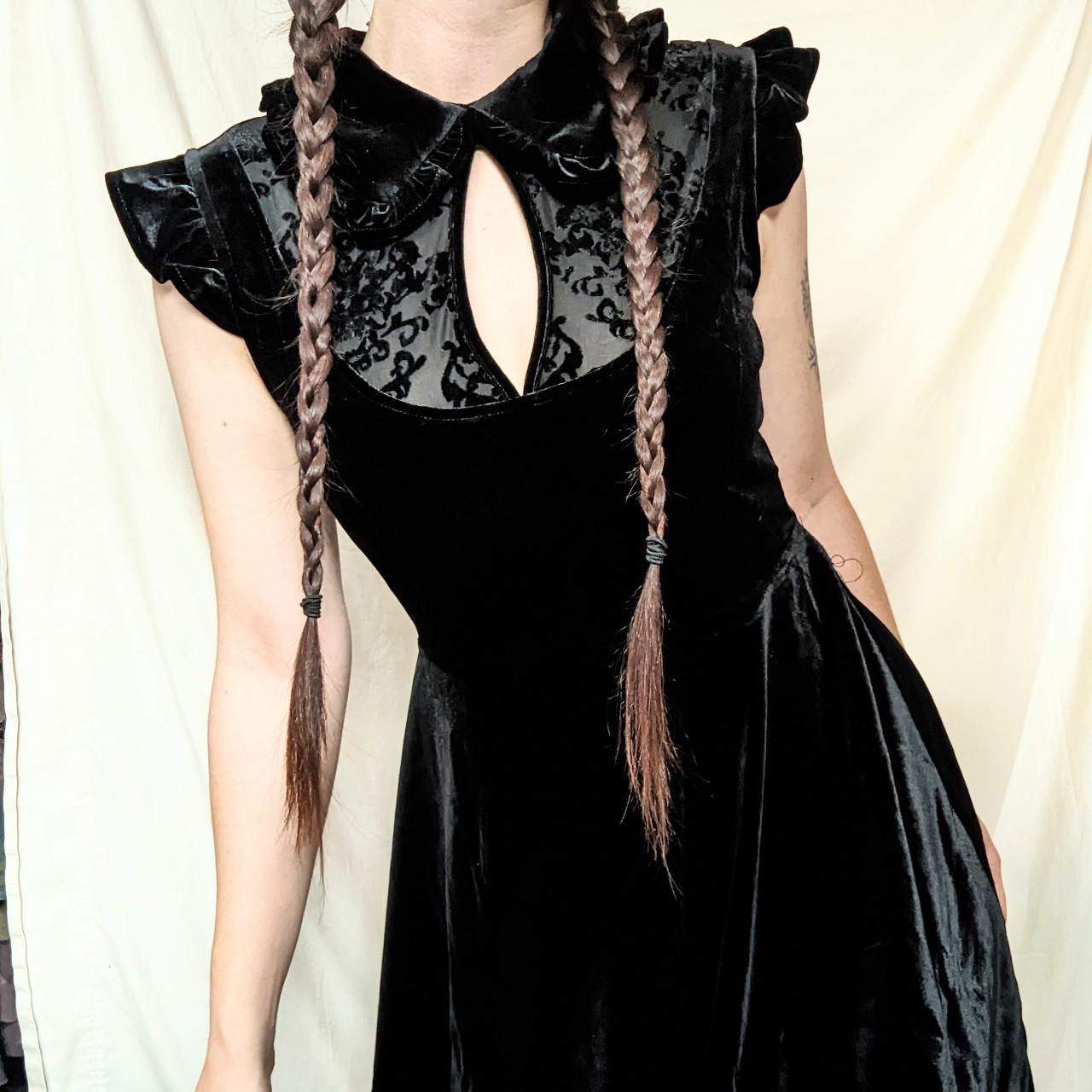Beautiful black velvet Amaymon collar dress by... - Depop