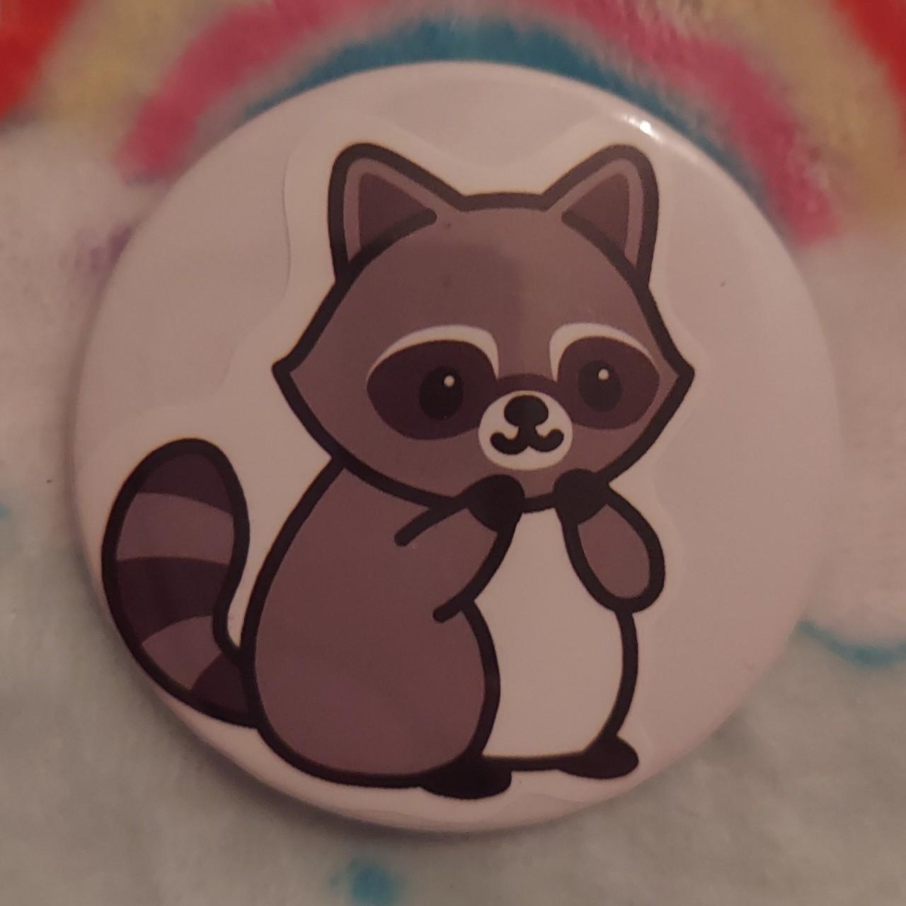 2¼ inch racoon button with pin back. All pins are... - Depop