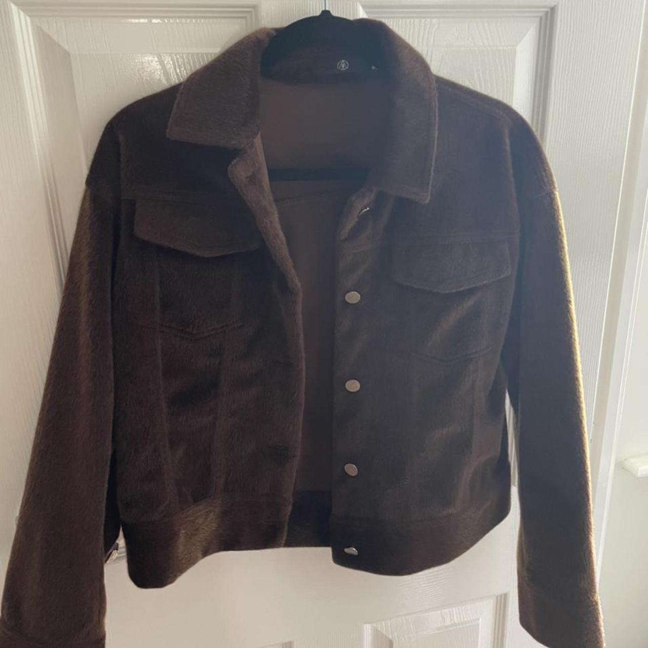 Fur brown jacket from Missguided - remains in... - Depop