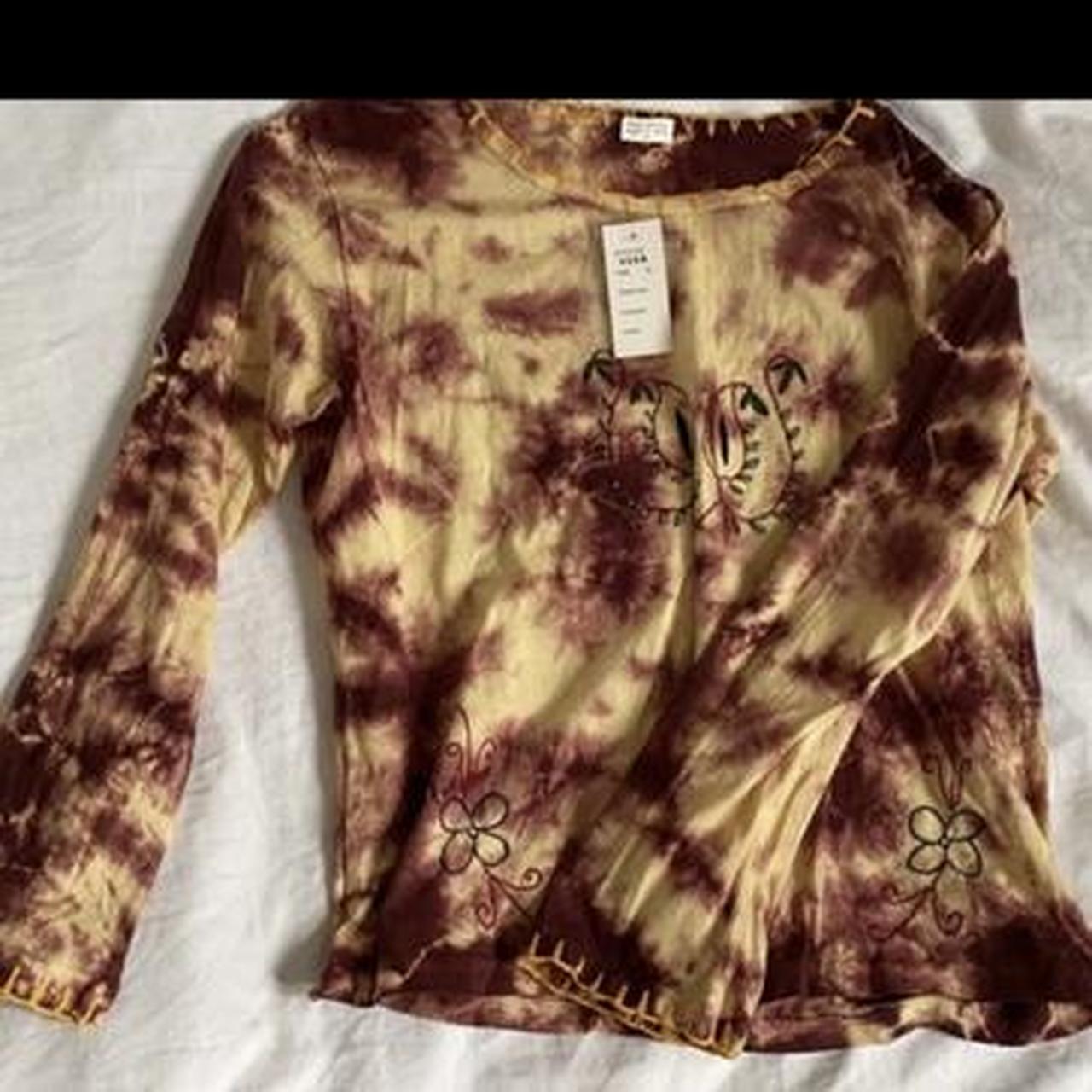 Vintage Y2k Langarmshirt batik/ bleich Optik, retro,... - Depop