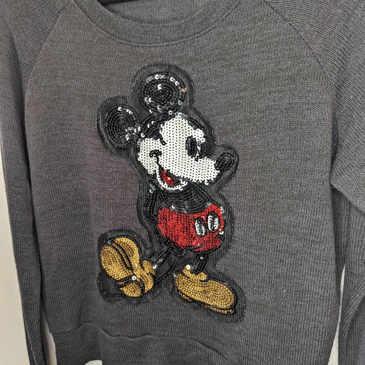Disney Mickey Mouse Sequin Grey sweater sz Large... - Depop
