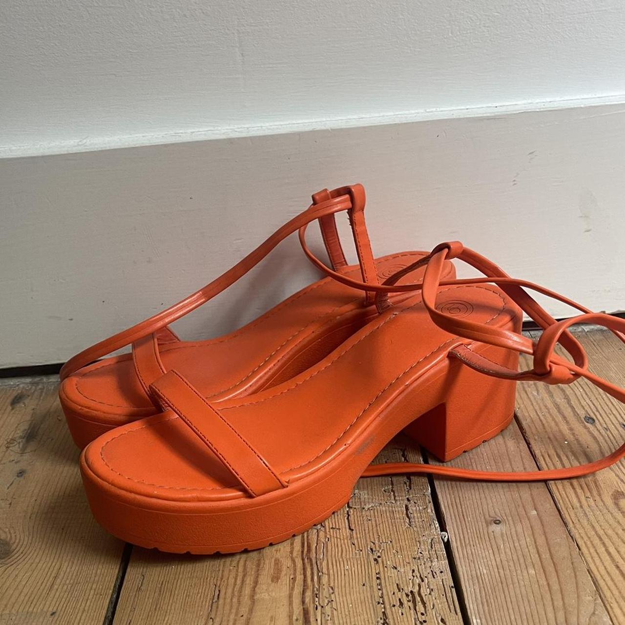 Chunky Orange Platform Sandal From Urban... - Depop