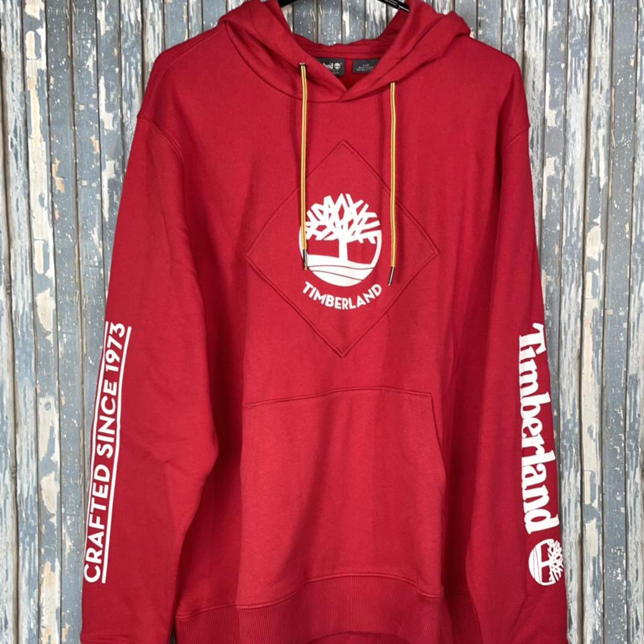 🥾 Red Timberland Logo Hoodie 🥾 BRAND NEW With Boot... - Depop