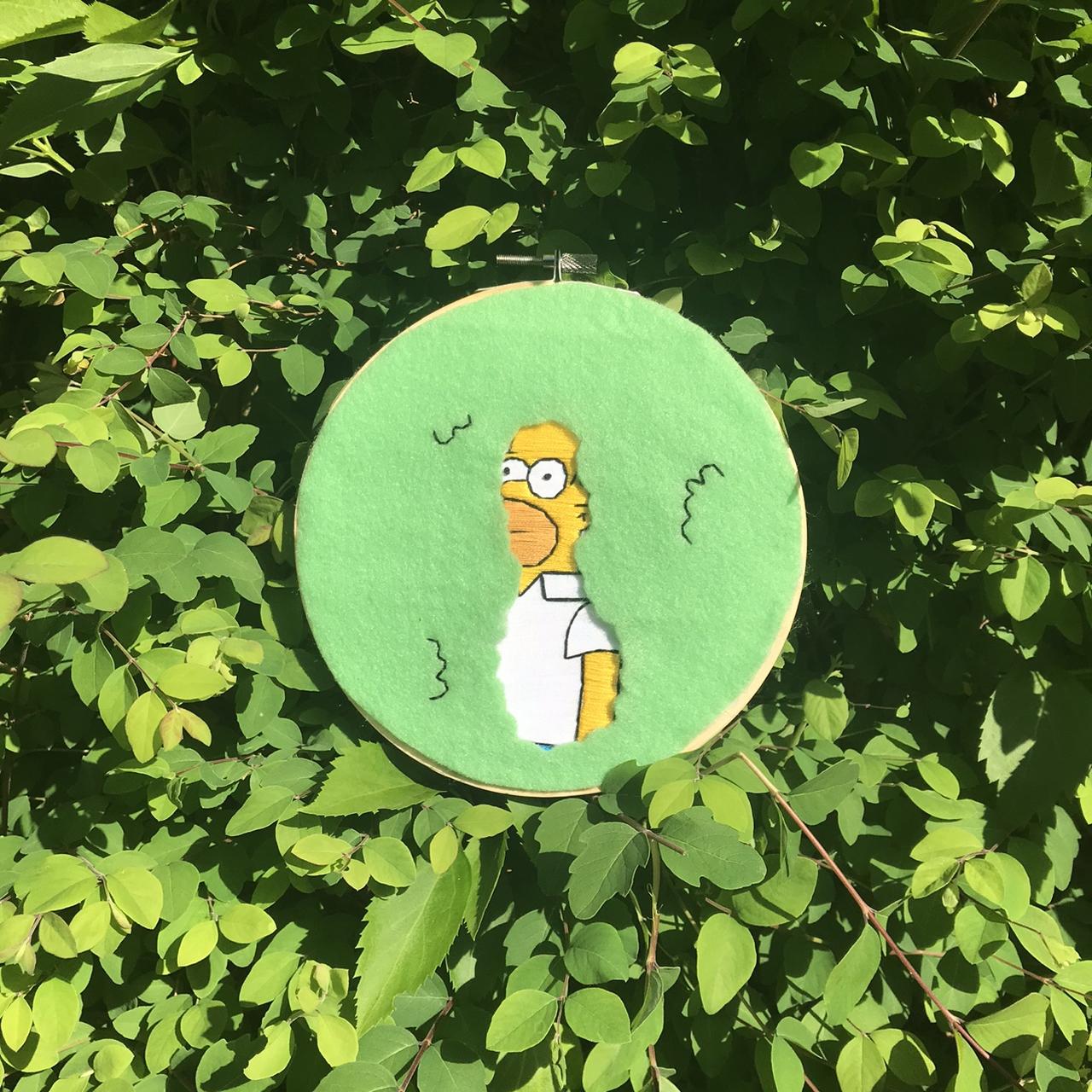 Homer Simpson disappearing into a hedge - The... - Depop