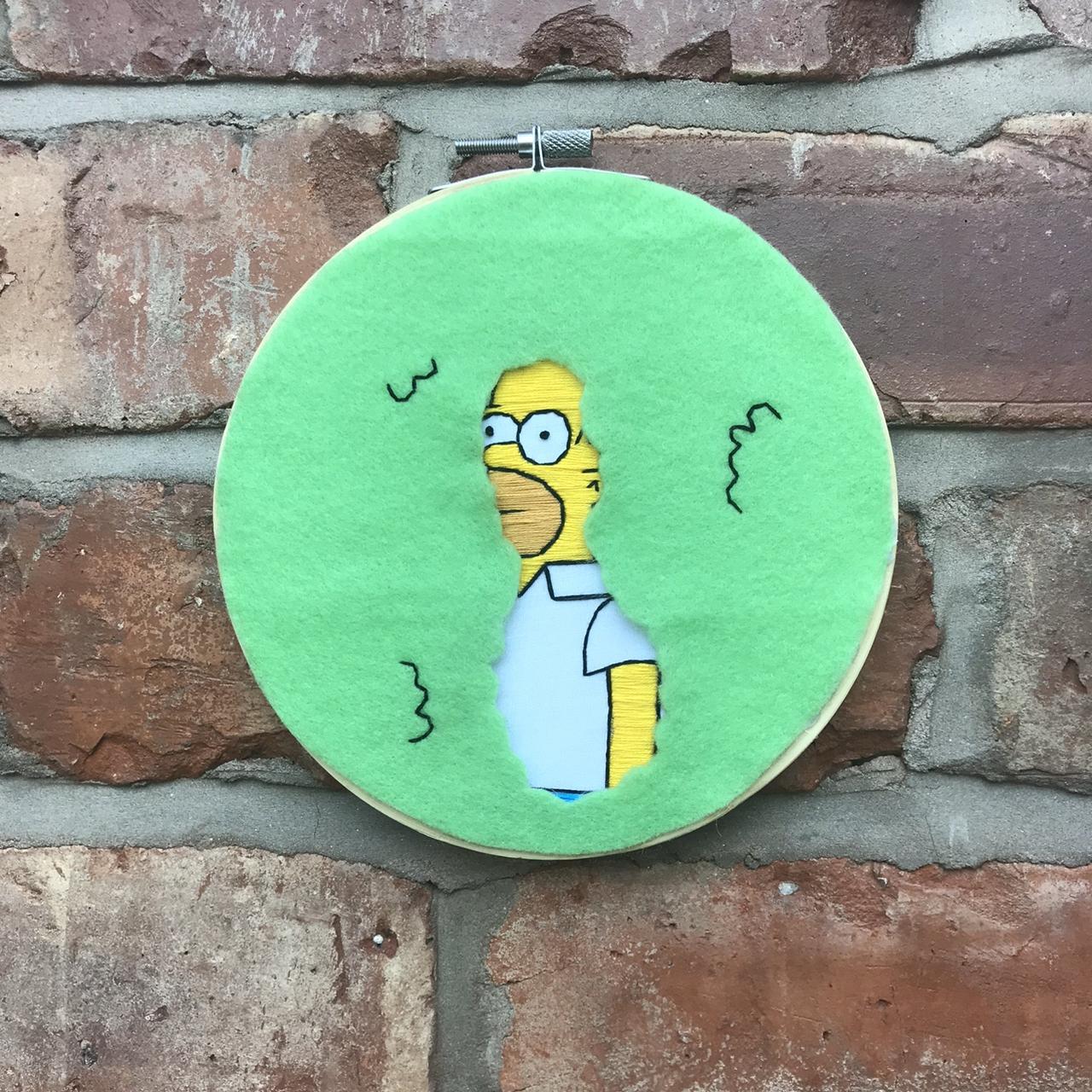 Homer Simpson disappearing into a hedge - The... - Depop