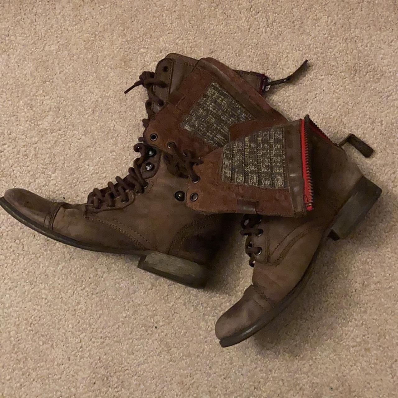 Steve Madden Combat Boots Red Zipper