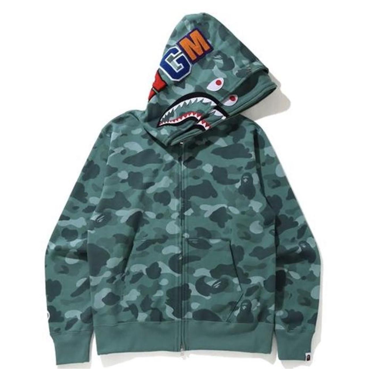 BAPE color camo shark wide full zip double... - Depop