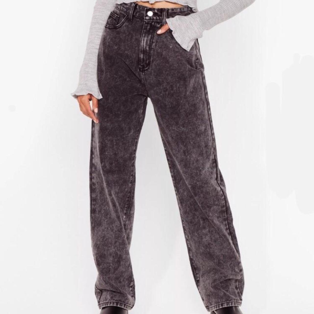 Nasty Gal Acid Washed High Rise Straight Legged... - Depop