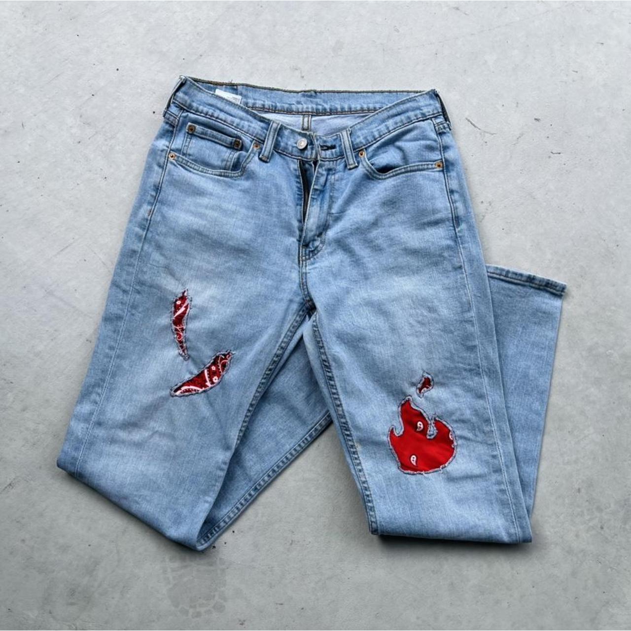 Reworked Bandana Jeans Chili Peppers and... | Depop