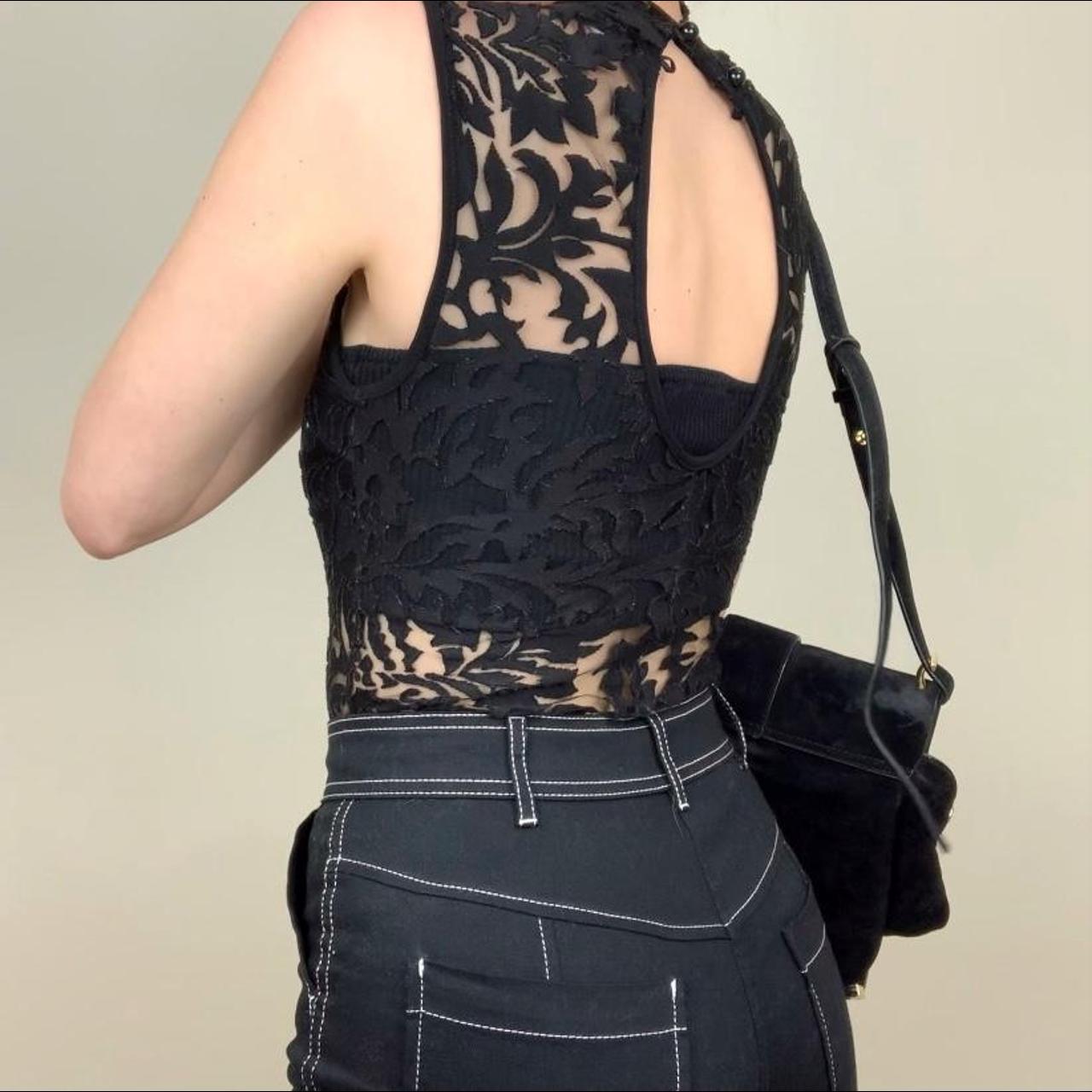 Whimsical bodysuit 🖤 Super cool sheer mesh black... - Depop