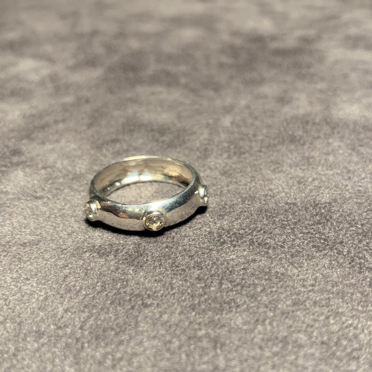 Sterling Silver Bezel Set Cubic Zirconia... - Depop