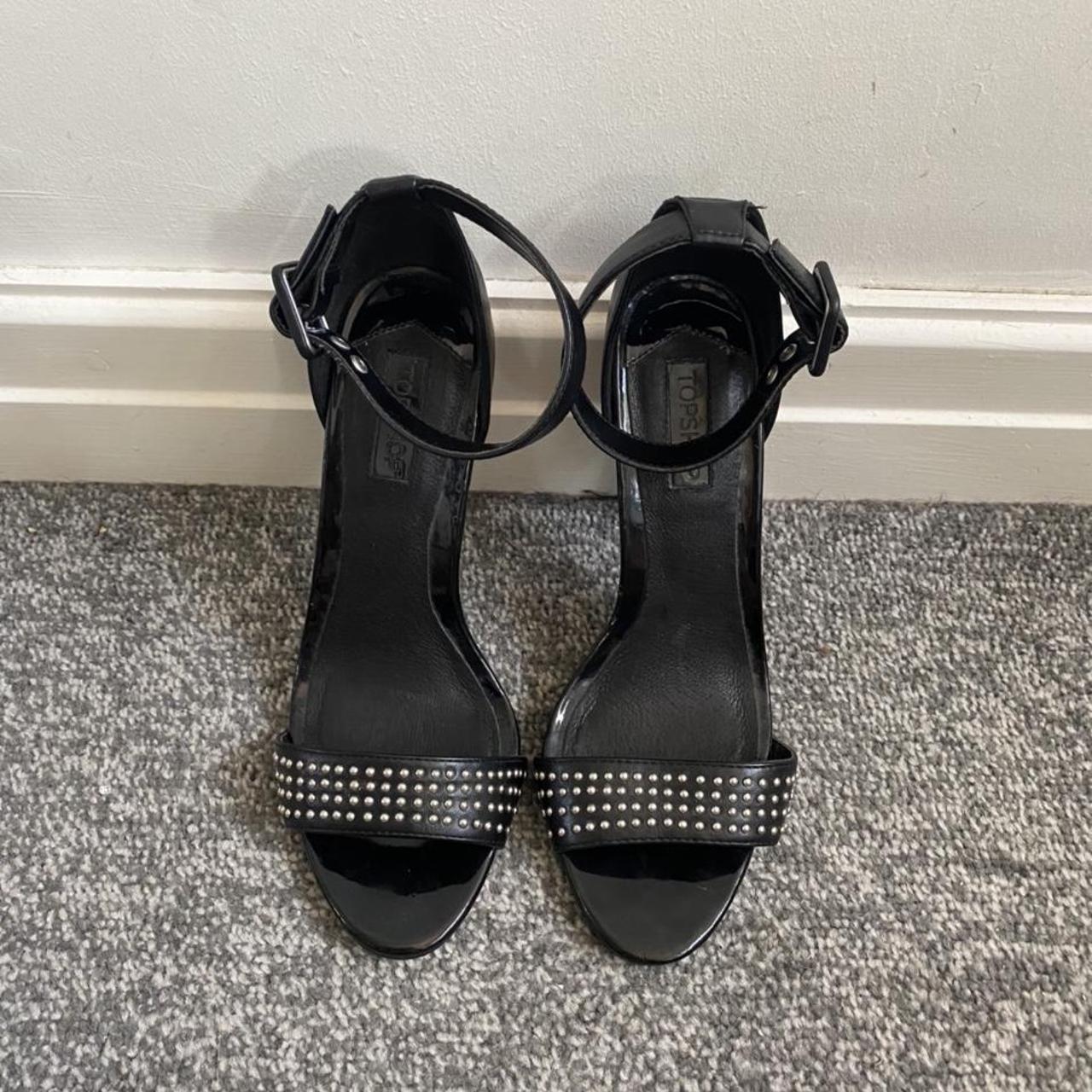 Topshop - Black, strappy, studded stiletto heels.... - Depop