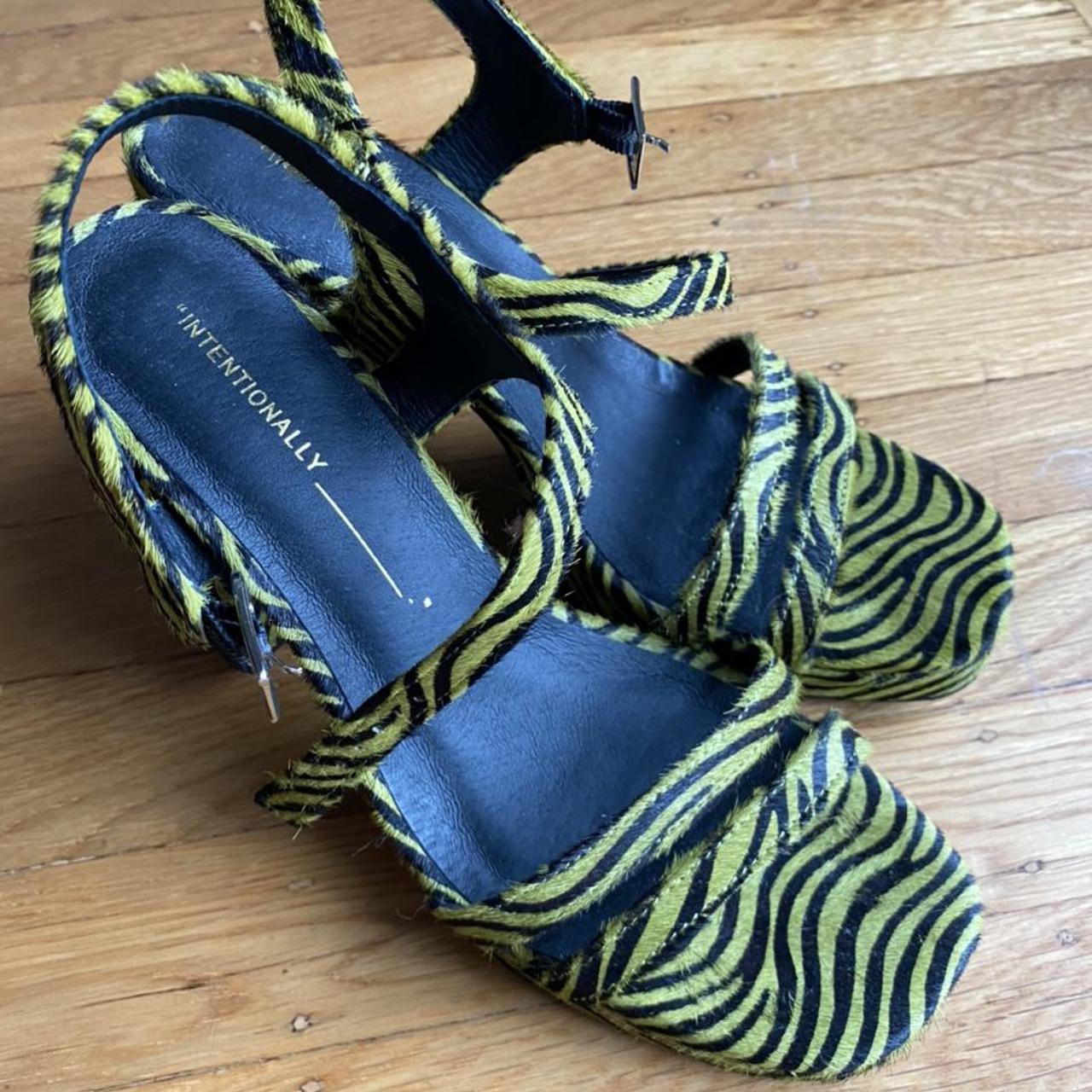 Carmen lime zebra Intentionally Blank heels!... - Depop