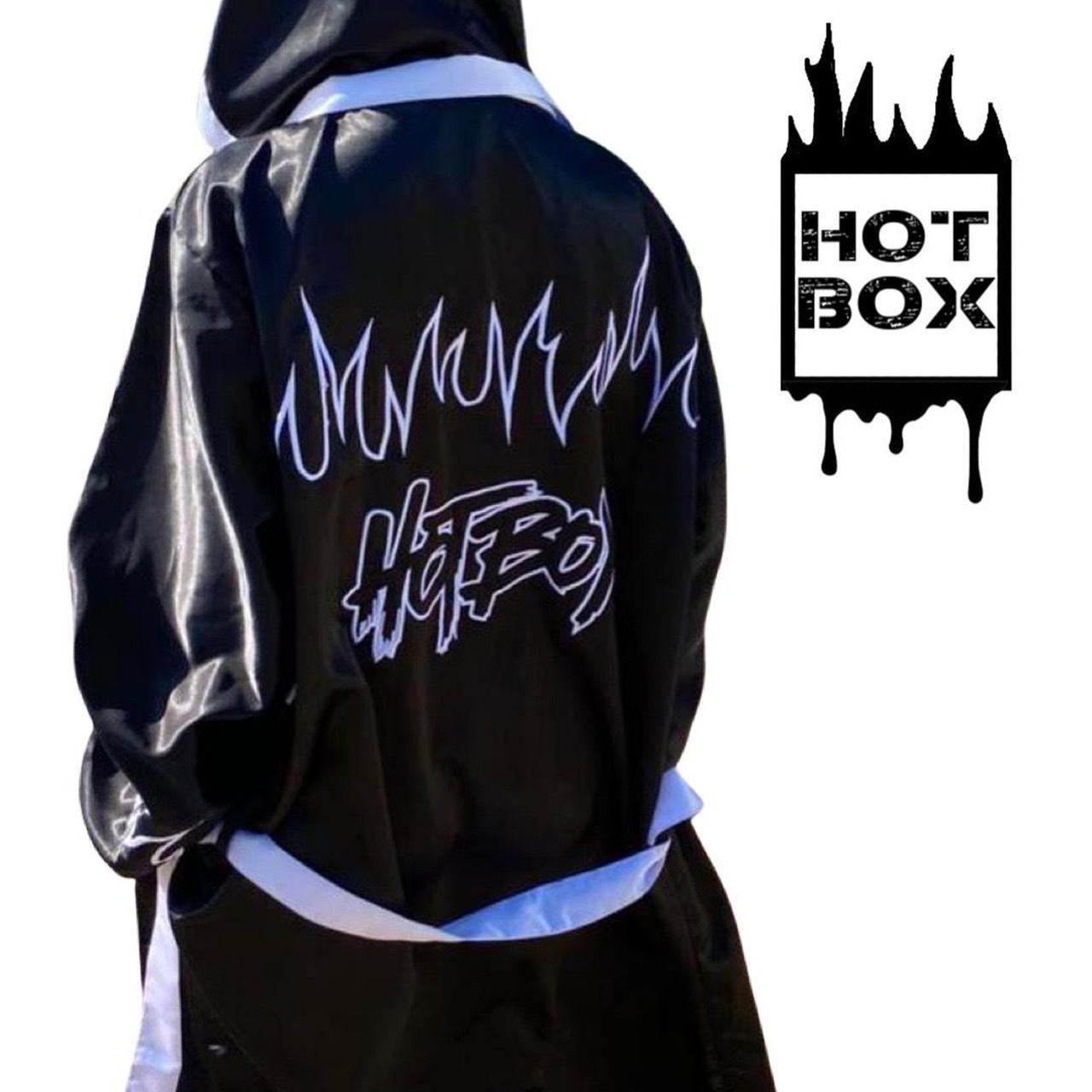 Hotbox unisex black and white satin boxing robe. One... - Depop