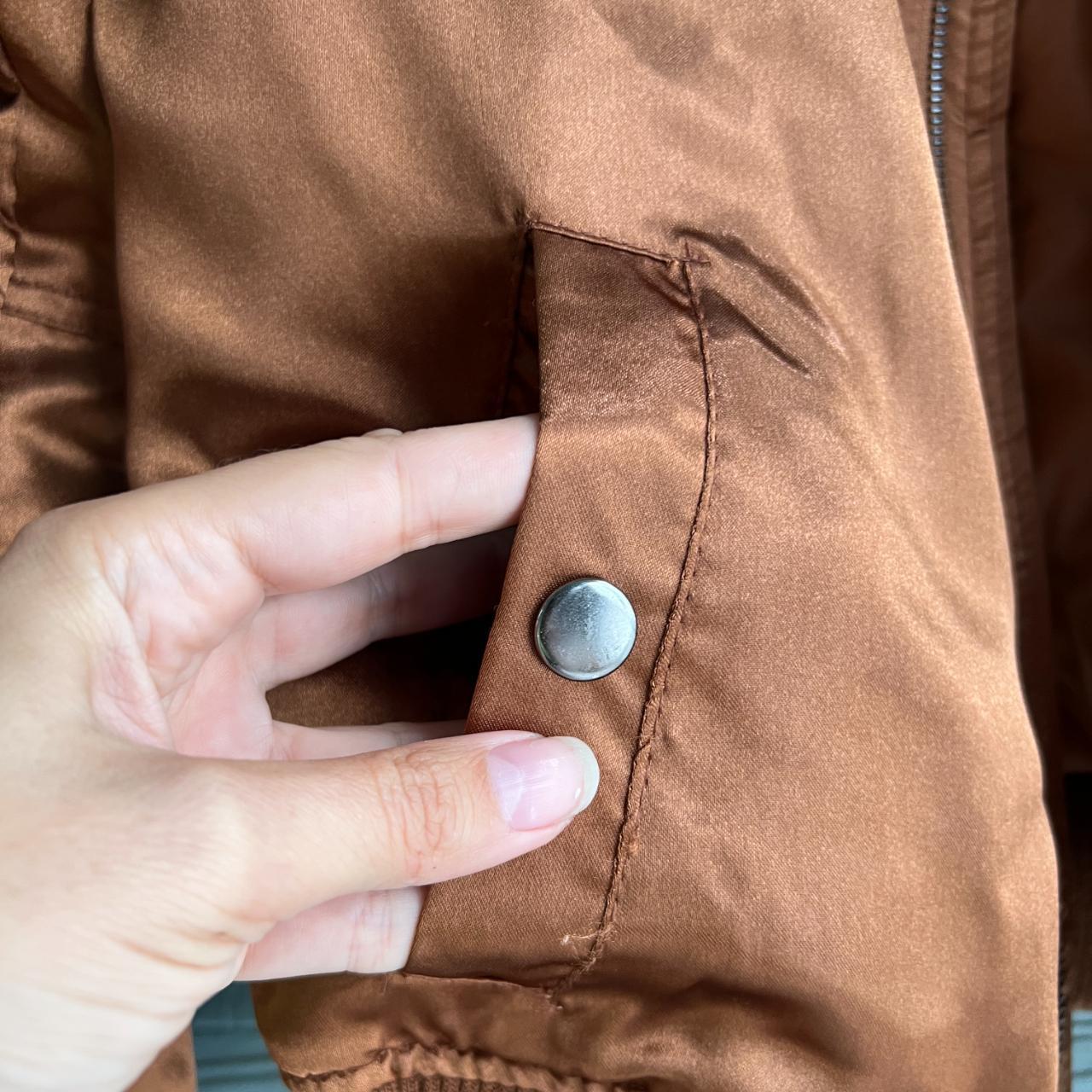 Forever 21 womens satin bronze puffer bomber jacket.... - Depop