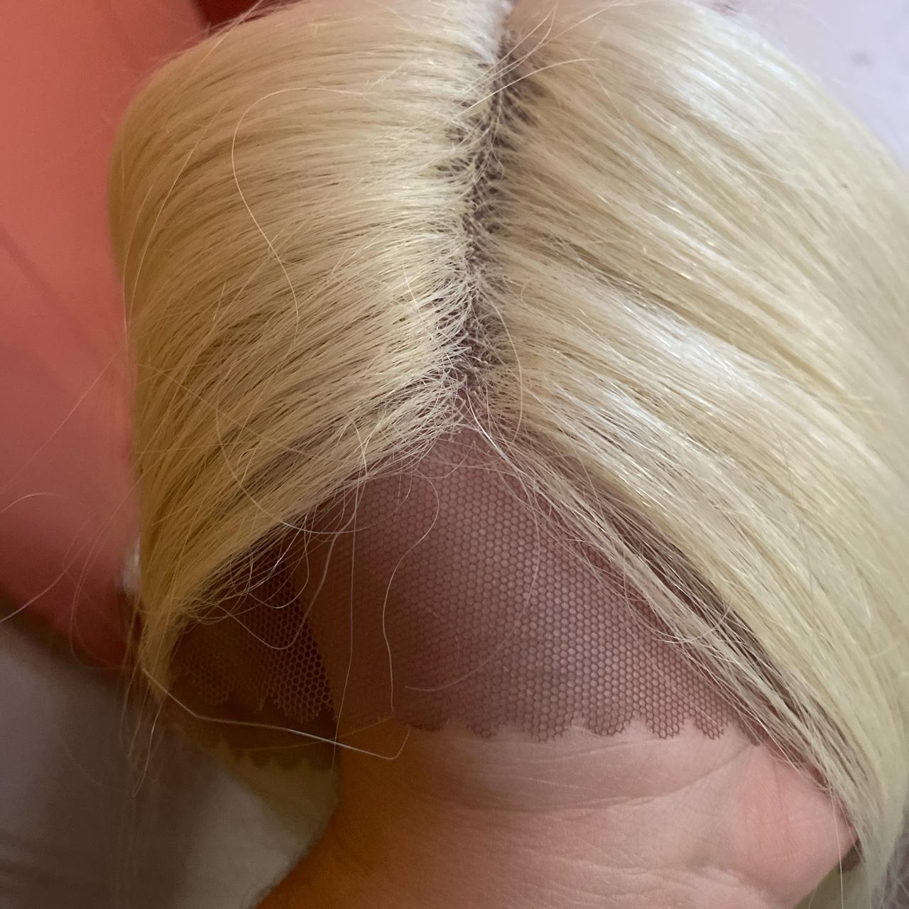 Blonde lace front wig with pink tinsel throughout I... - Depop