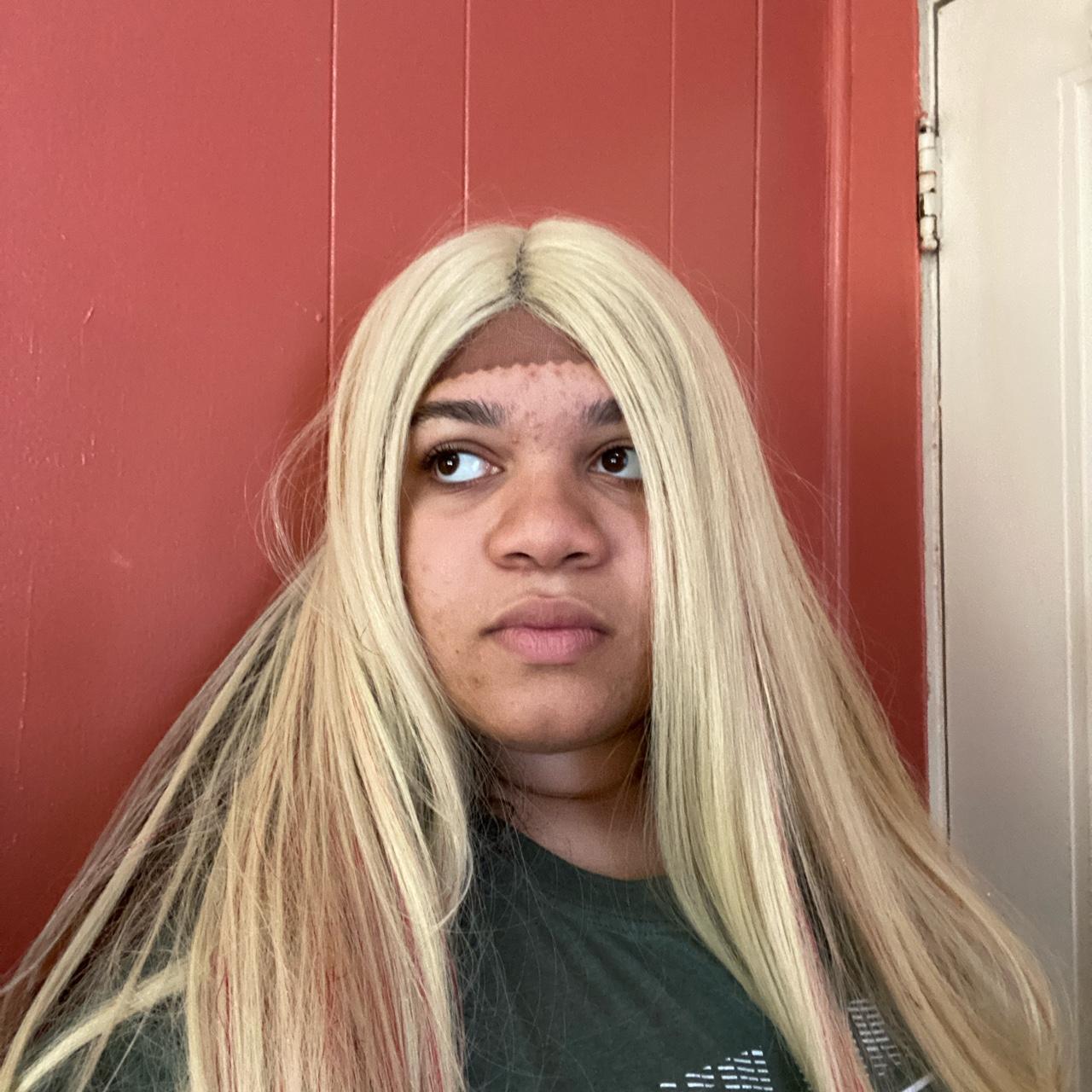 Blonde lace front wig with pink tinsel throughout I... - Depop