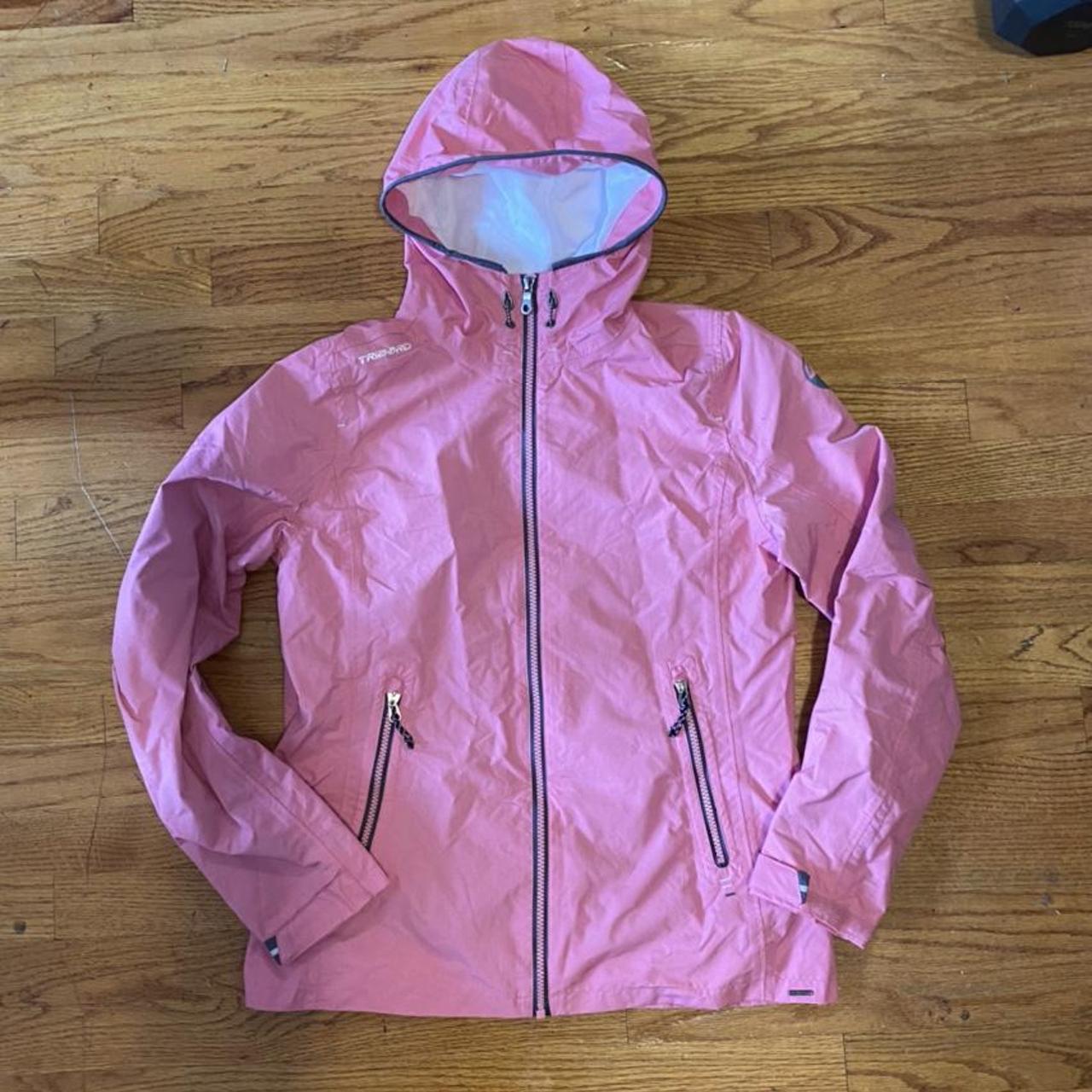 Womens Pink waterproof jacket from french outdoor... - Depop
