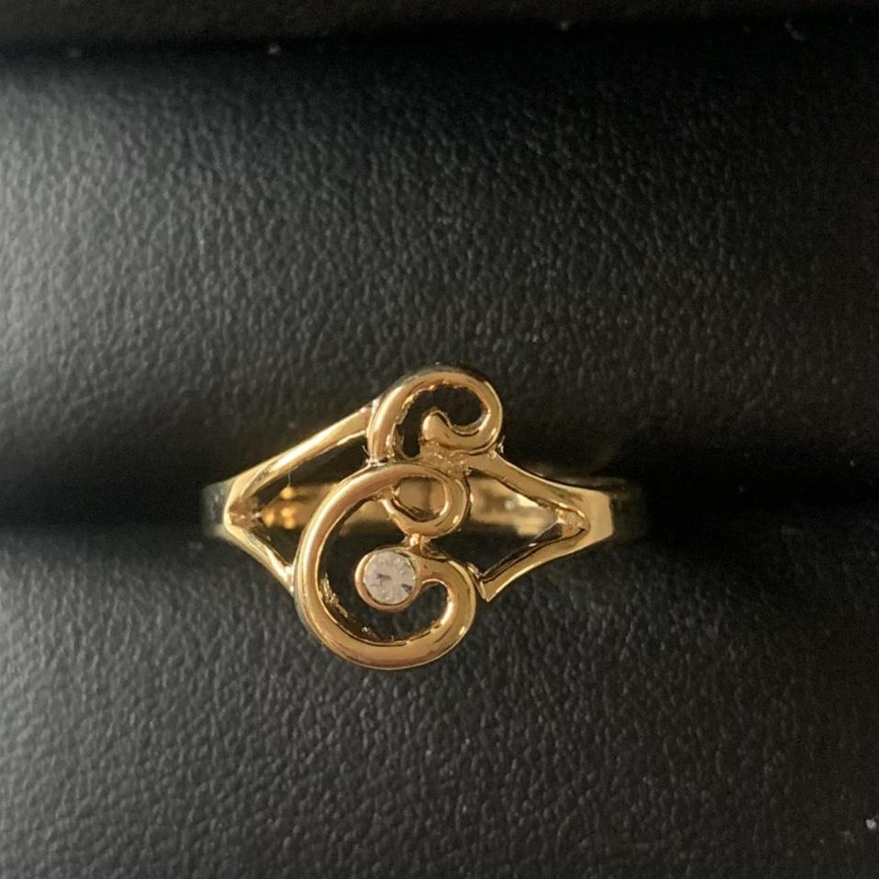 Gold initial letter E ring - available in different... - Depop