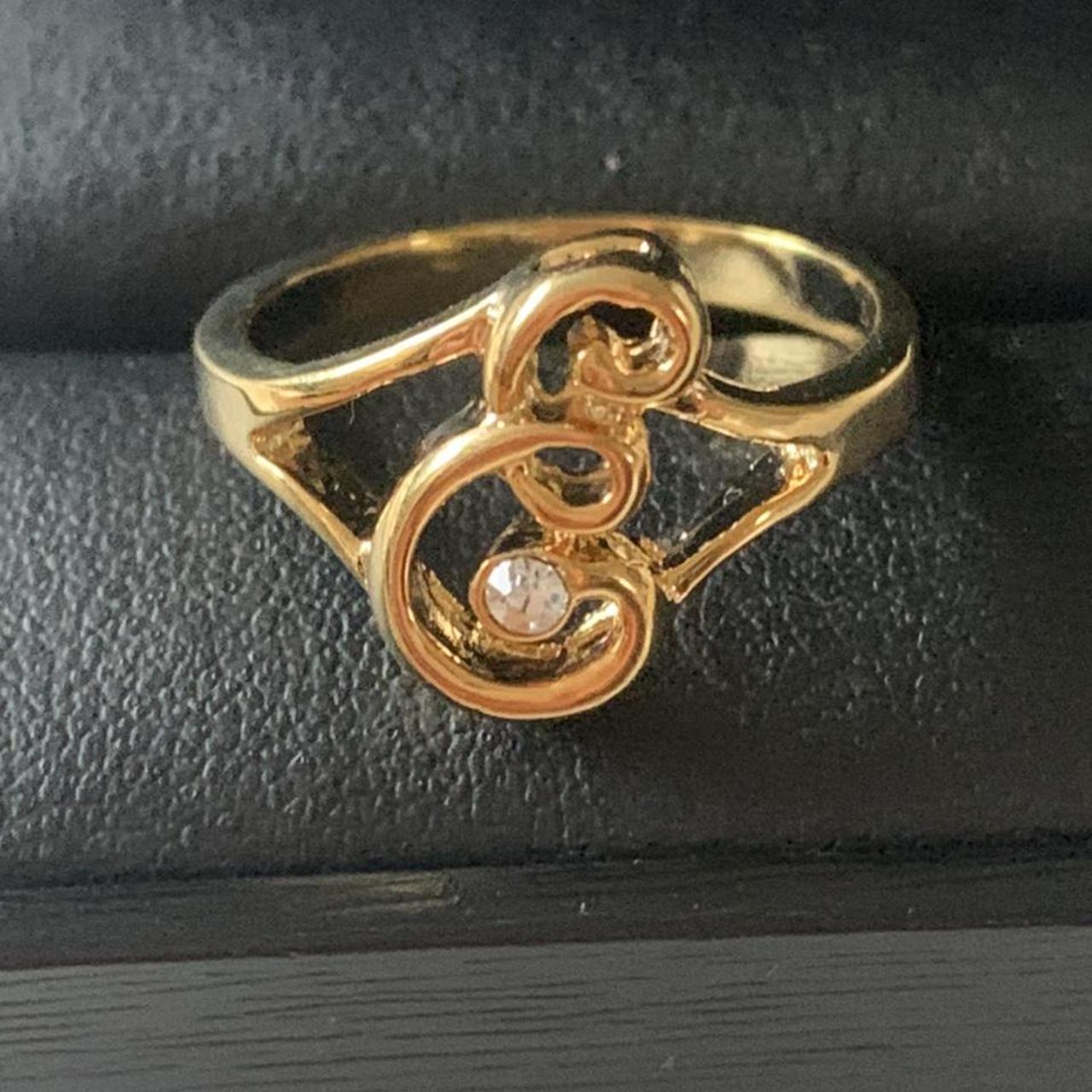 Gold initial letter E ring - available in different... - Depop