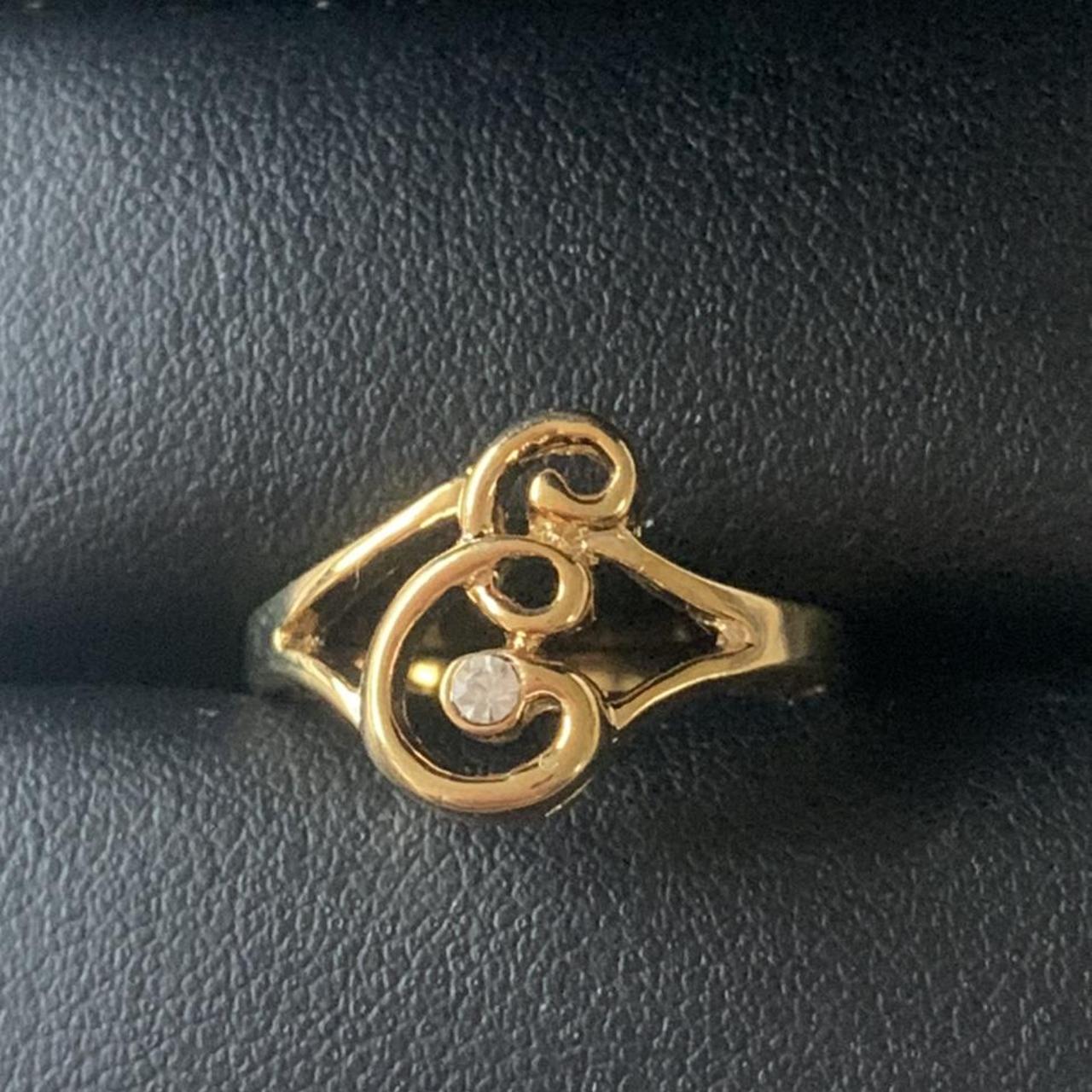Gold initial letter E ring - available in different... - Depop