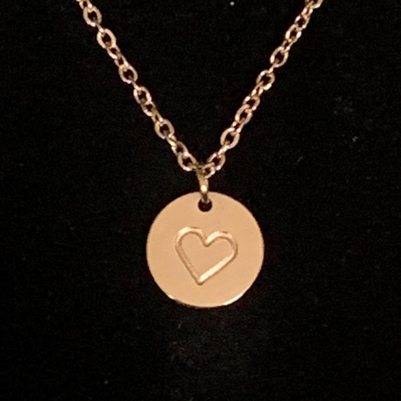 D Initial Letter Double sided heart Necklace 18K... - Depop
