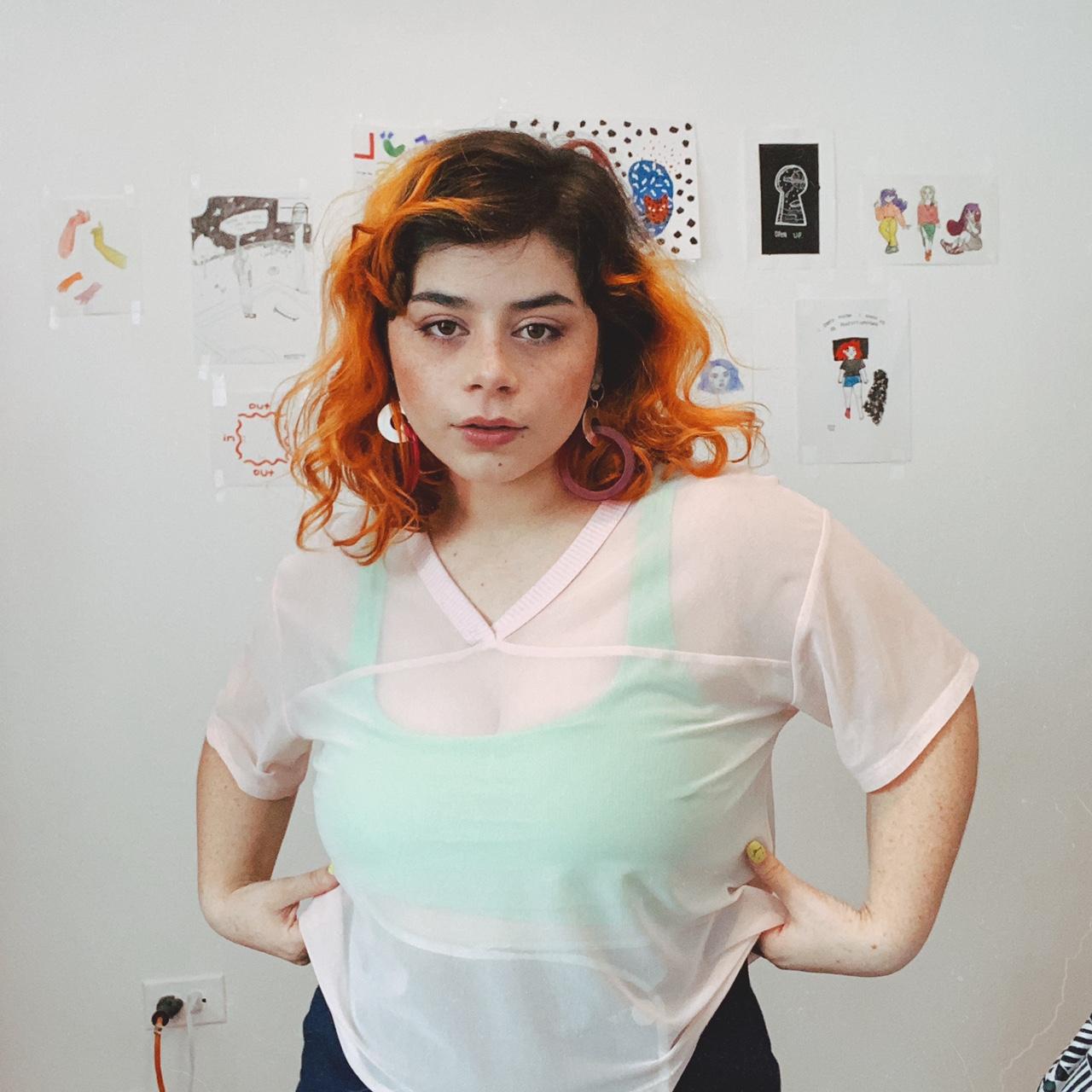 Pastel Transparent Mesh Top ⭐️ Baby Pink ⭐️ Size... | Depop