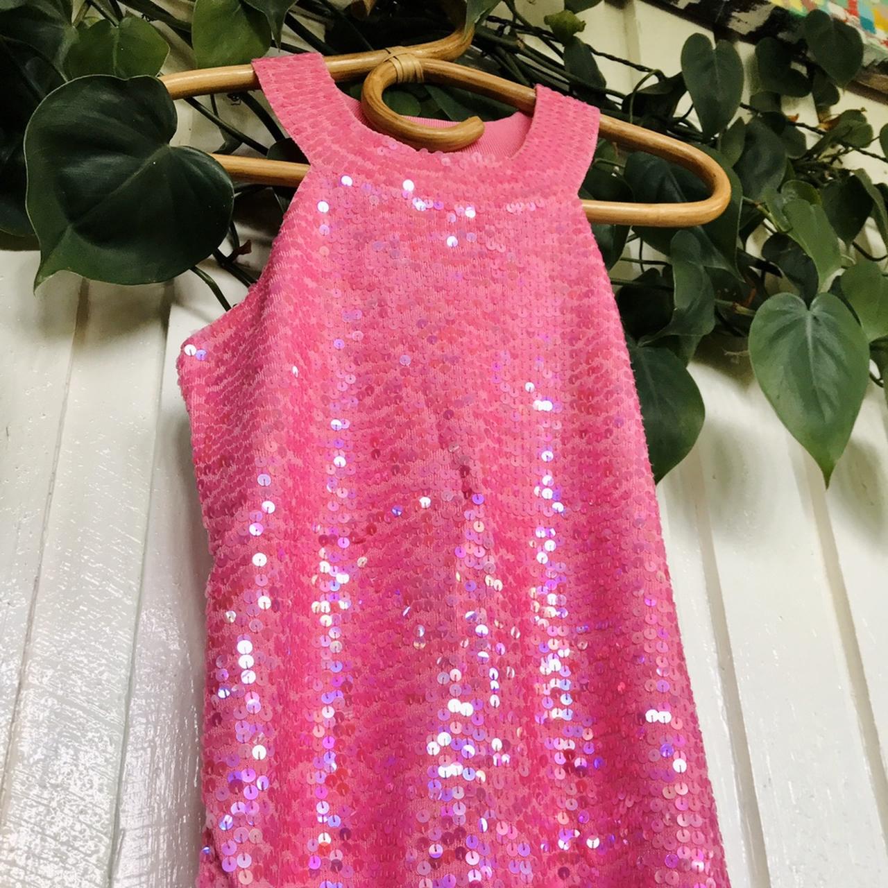 Vintage Baby pink mermaid halter sequin party top.... - Depop