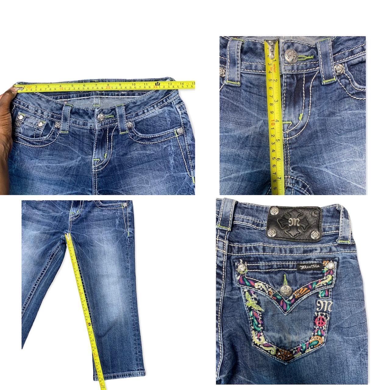 Y2K Miss Me Low Rise Embroidered Pocket Cuffed Capri... - Depop