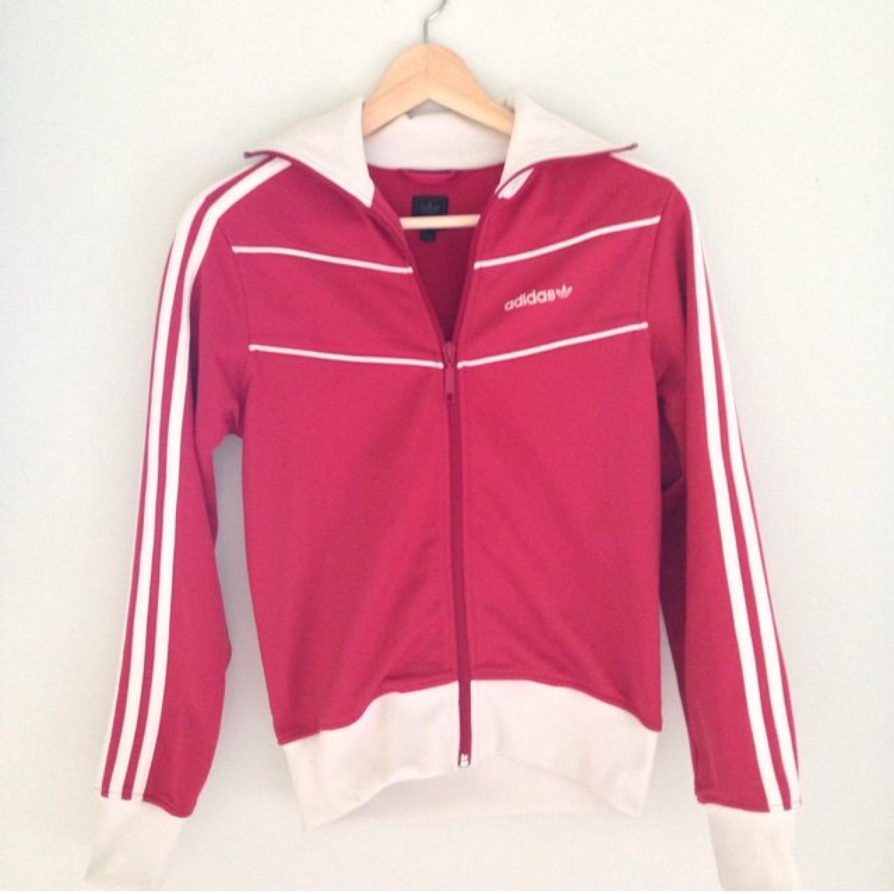 rare Adidas originals red unisex zip up sweatshirt... - Depop