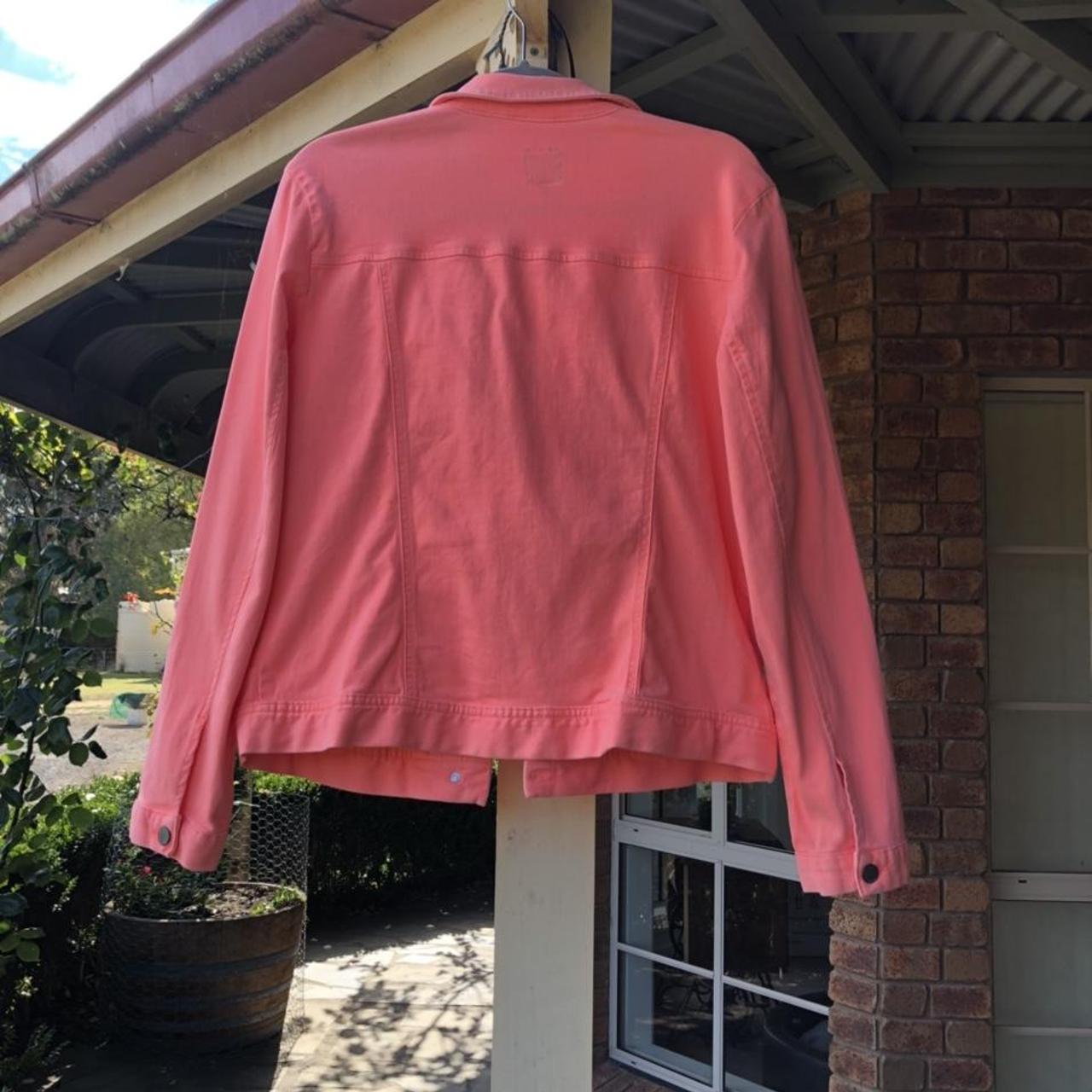 Coral denim jacket, only worn 2-3 times and is in... - Depop