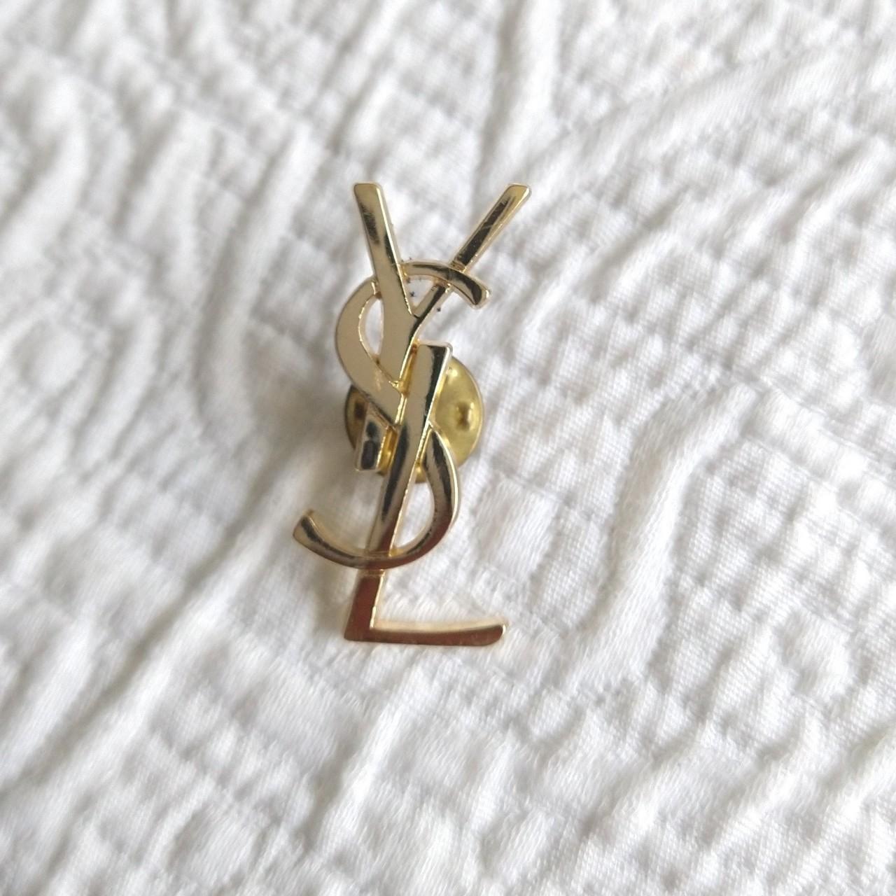Vintage YSL Yves Saint Laurent Gold Logo... - Depop