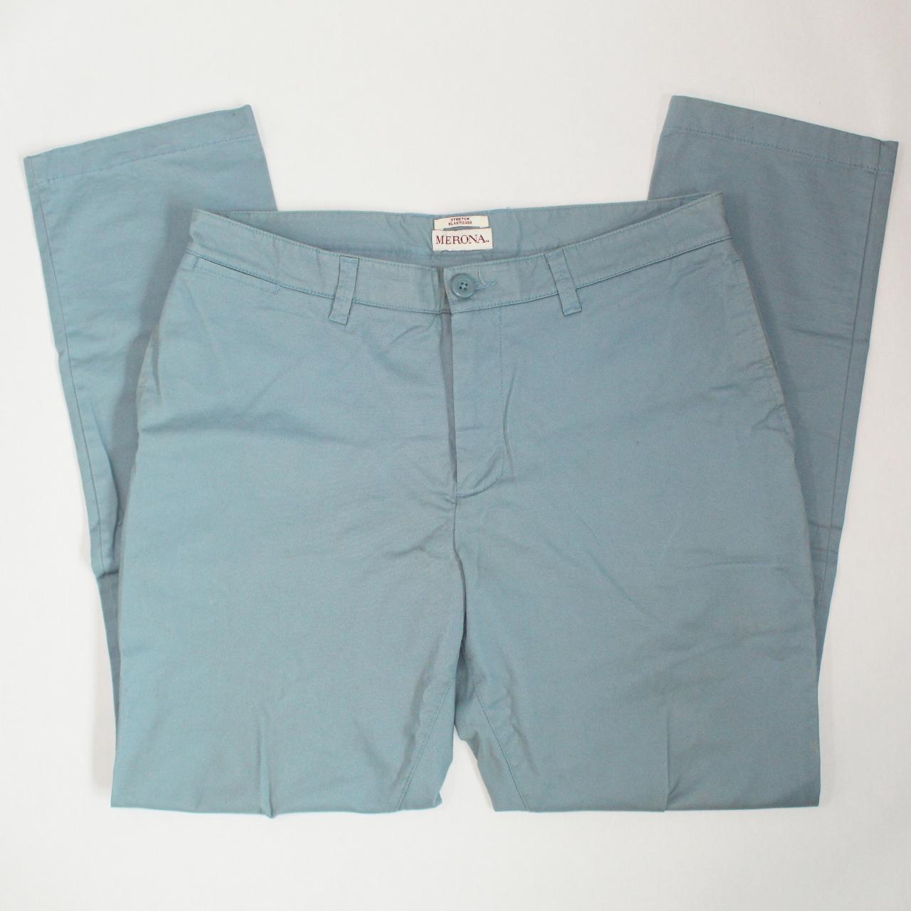 Men's powder blue pants labeled 32x30. They feature... - Depop