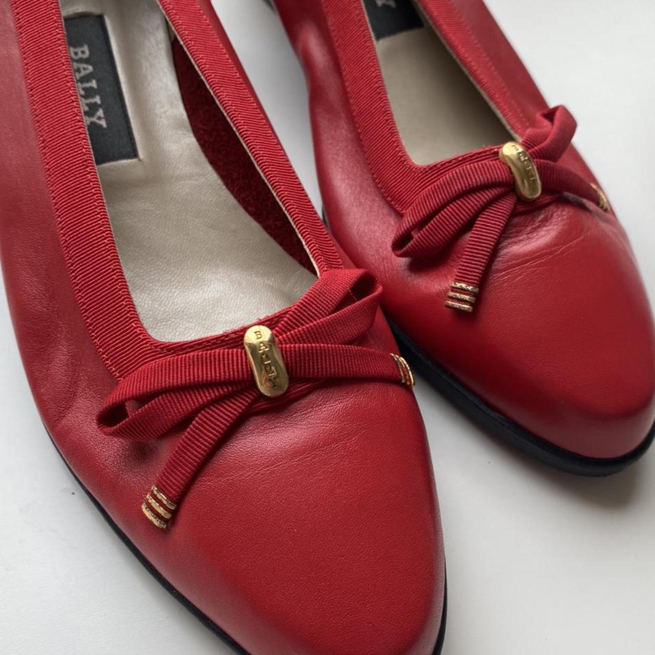 Bally Women's Red and Gold Courts | Depop