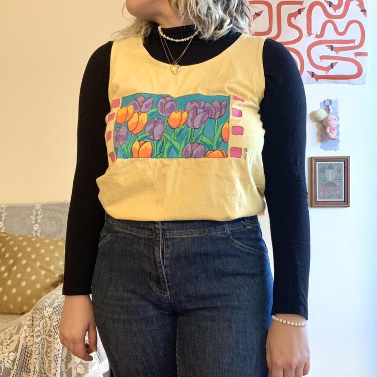 🌷Vintage 1990s Yellow Tulip Tank from Fresh... - Depop