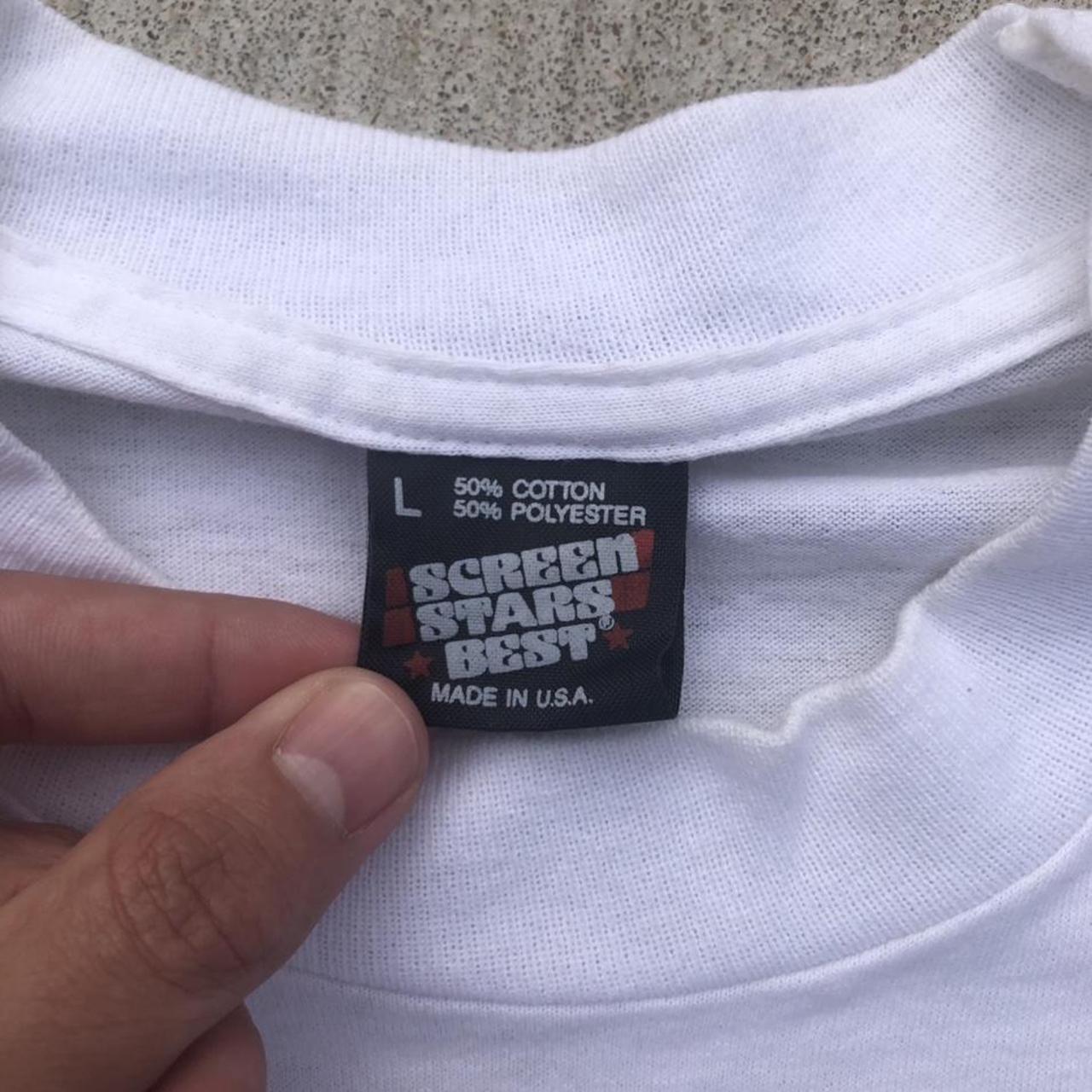 Screen Stars Men's White and Red T-shirt | Depop